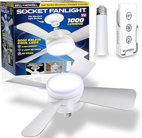 Bell+Howell Socket Fan Light Original - Cool Light LED – Ceiling Fans ...