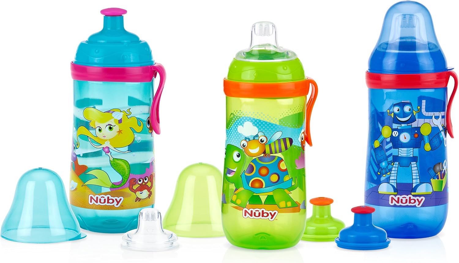 Nuby 2-Stage Busy Sipper Cup with No-Spill Silicone Spout and Free-Flow ...