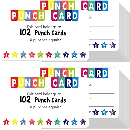 Amazon.com : 102 PCS Punch Cards, Star Shaped Incentive Reward Cards ...