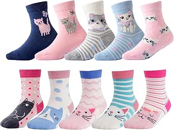 Amazon.com: CHUNG Toddler Little Girls Crew Socks Cotton Colorful ...