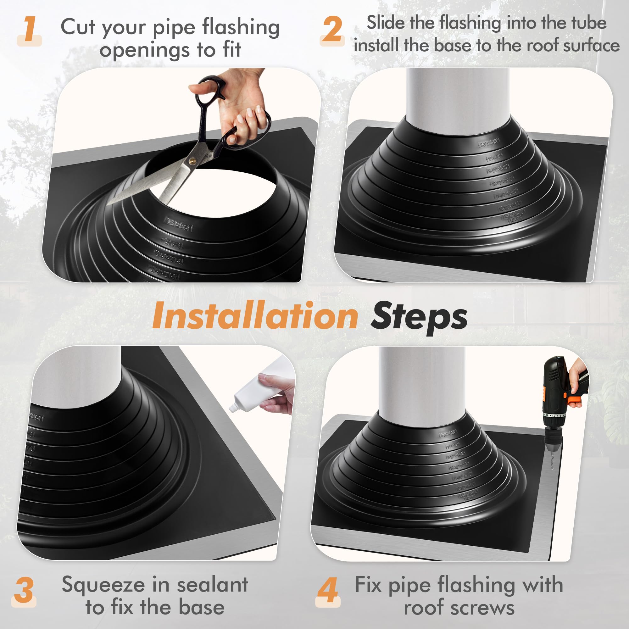 Snapklik.com : #8 Epdm Metal Roof Vent Boot, Flexible Roofing Boots ...