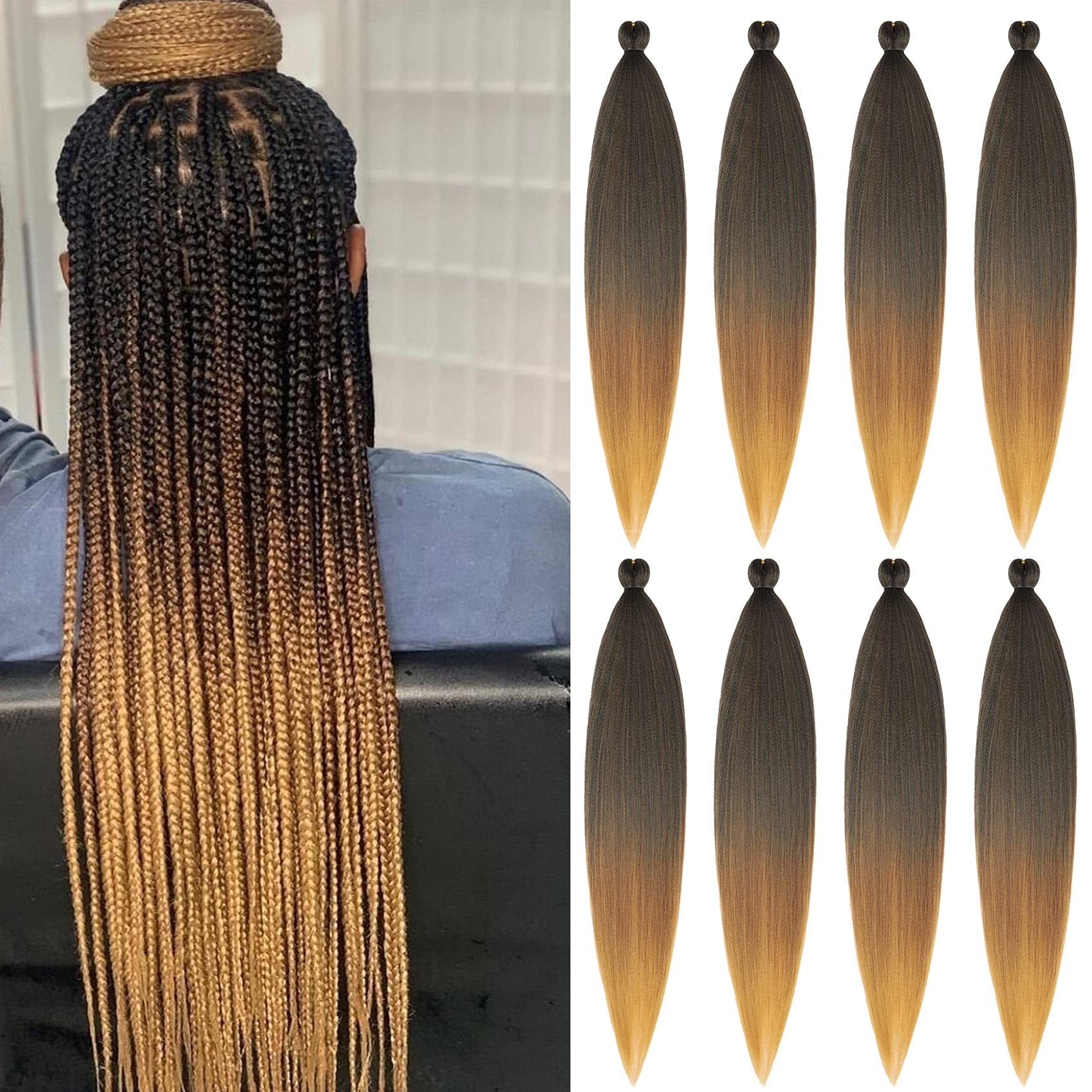 Buy Ombre Pre Stretched Braiding Hair 30 Inch 8 Packs/Lot Professional ...