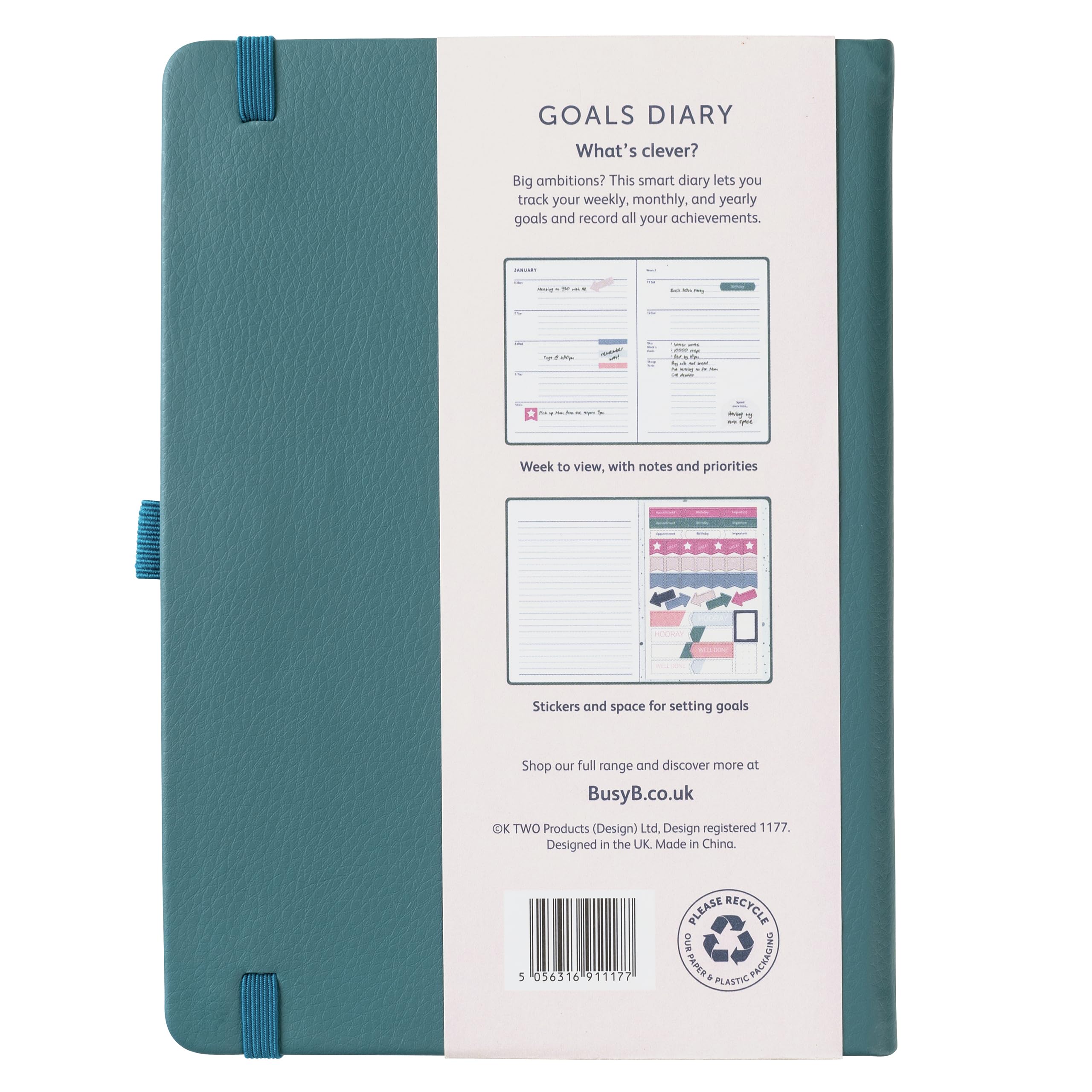 Busy B 2025 Diary Weekly Goals Planner – A5 Pine with Elastic Band ...