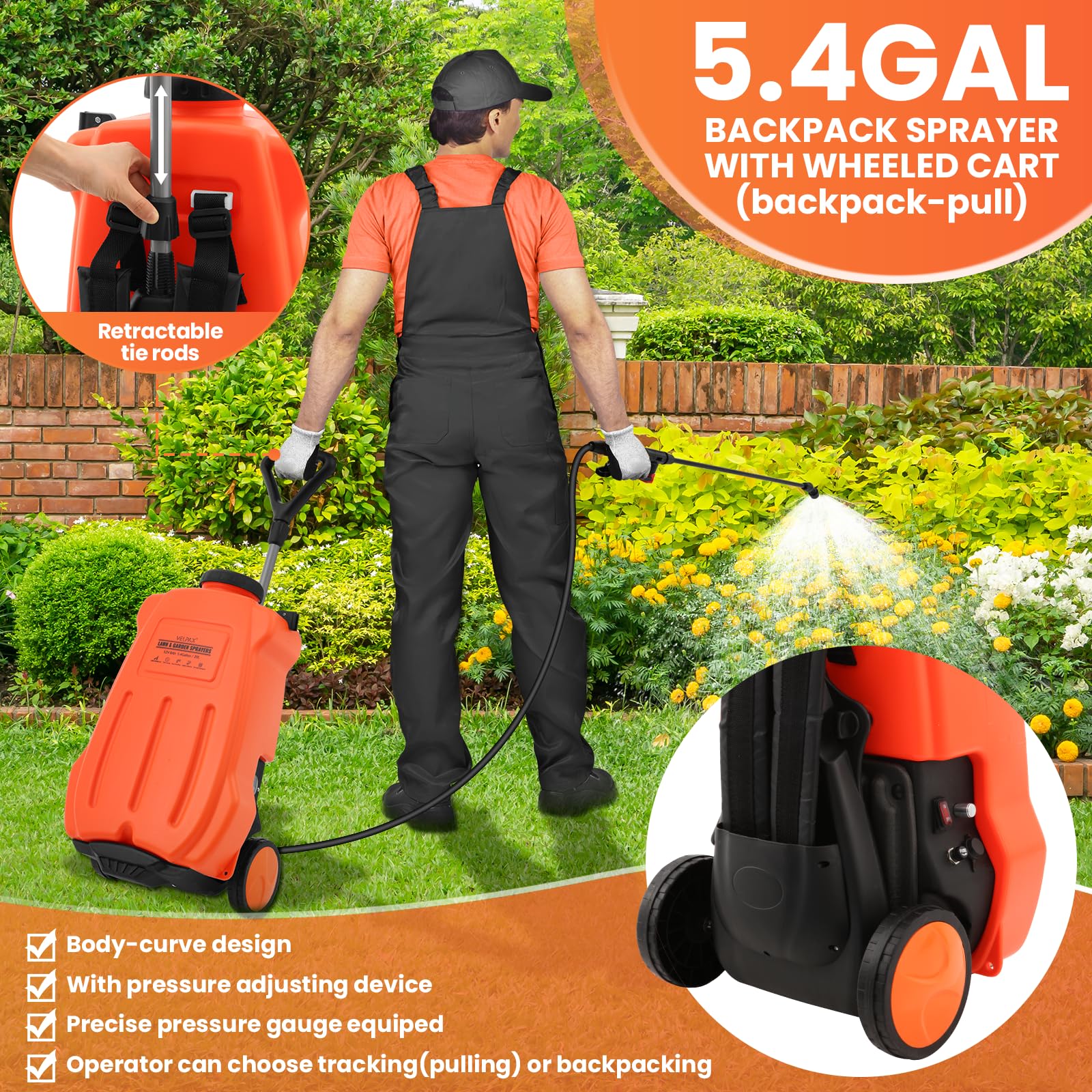 Snapklik.com : Battery Powered Backpack Sprayer 5.4 Gallon,Adjustable ...