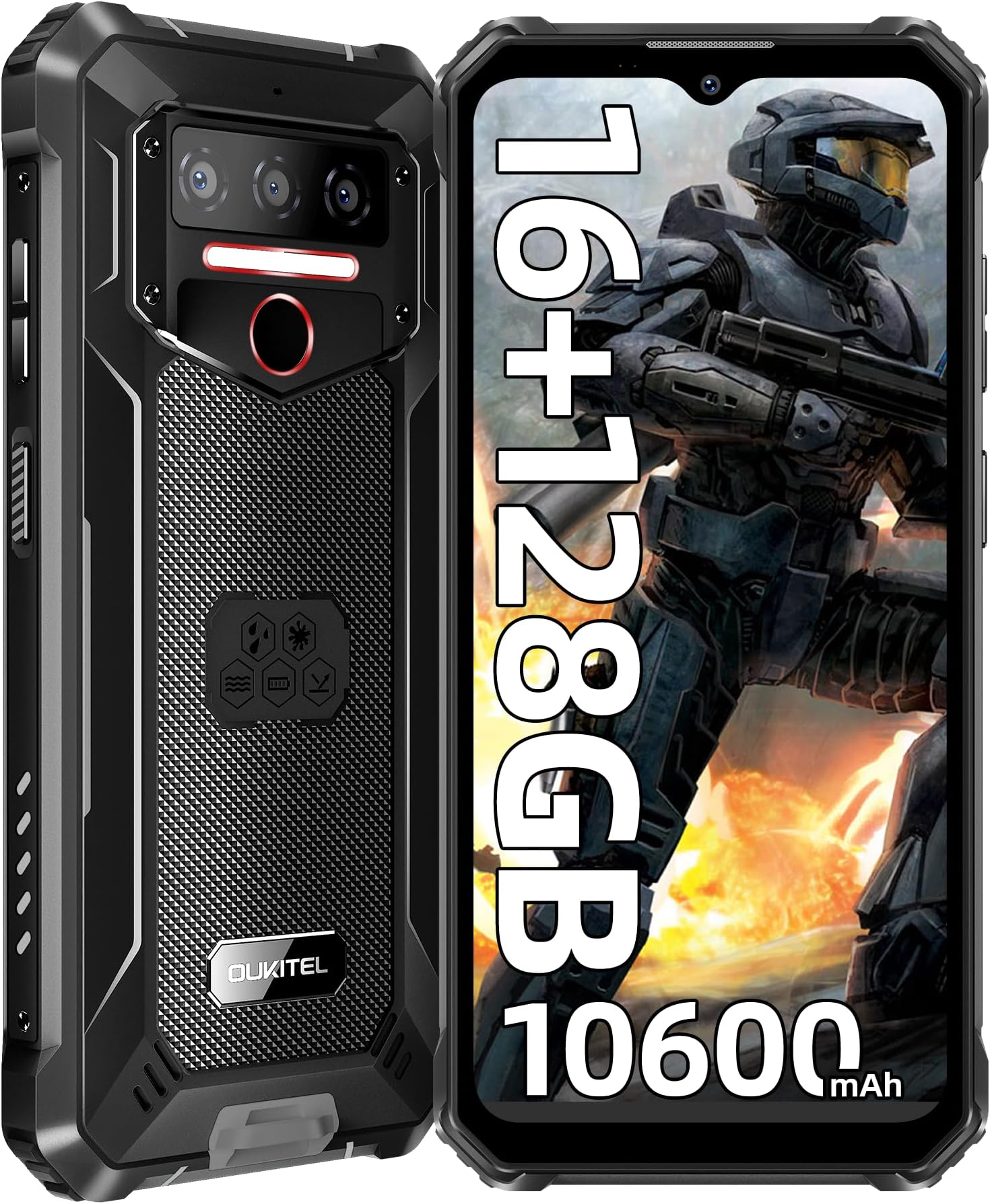 OUKITEL WP23 PRO Rugged Smartphone - 16GB RAM+128GB ROM 10600mAh Mobile ...
