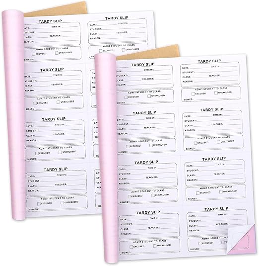 Amazon.com : Engrowtic 400 Pcs Tardy Slip Book with Carbonless ...