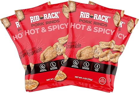 Amazon.com: Rib Rack Pork Rinds, Hot & Spicy - 4 x 4oz