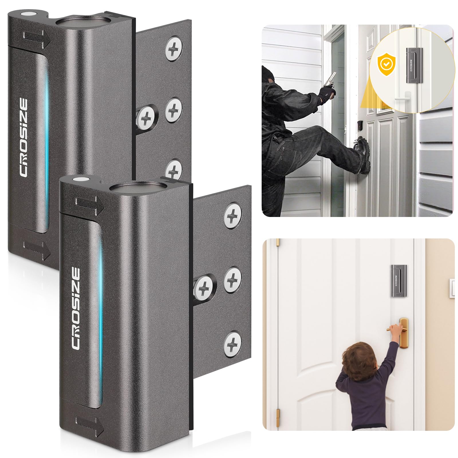 Home Security Door Lock, Upgraded Metal Door Reinforcement Lock, 3 ...