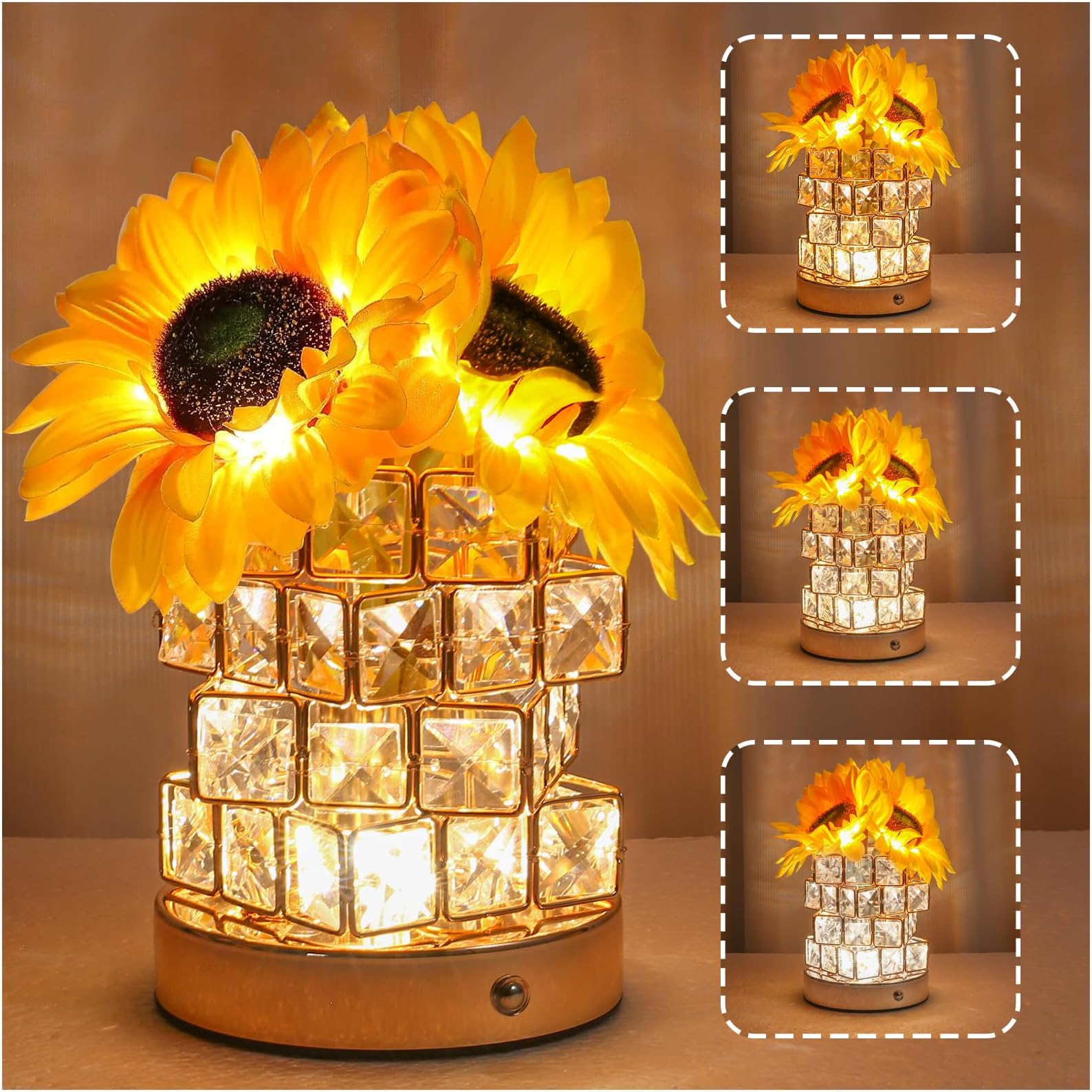 SUPERIORVZND 3D Sunflower Night Light Remote Control Power Touch Table ...