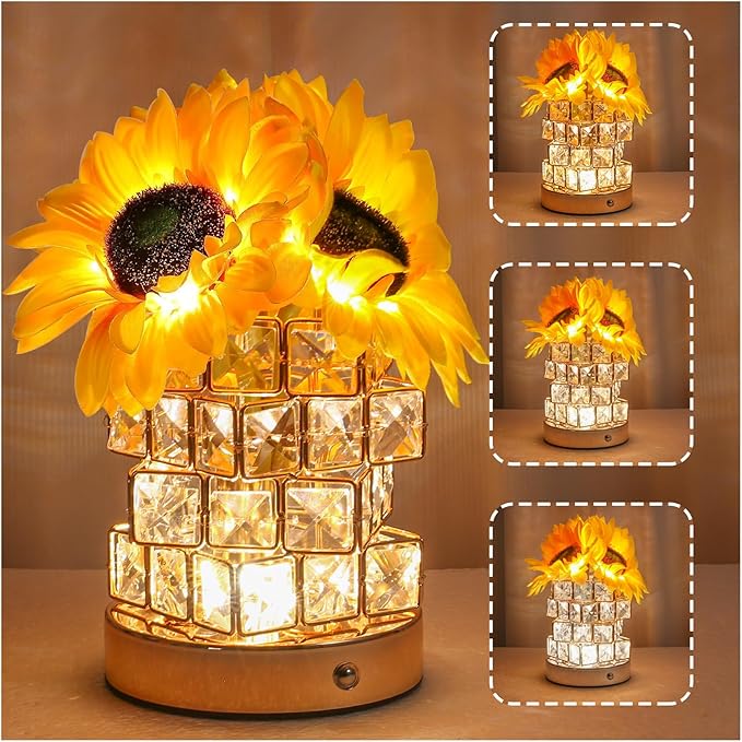 ZQPBLED Birthday Gifts for Women/Mom Sunflower Cordless Table Lamp,3 ...