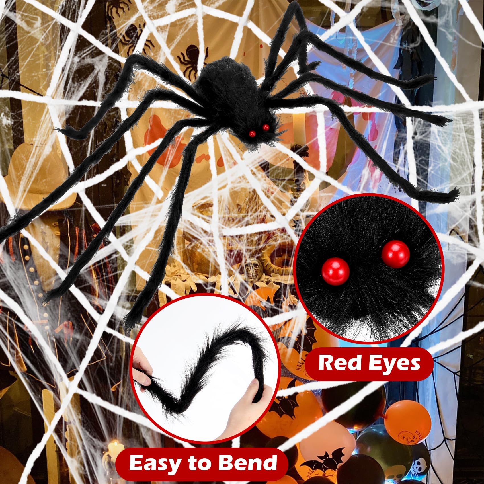 Snapklik.com : Halloween Decorations Outdoor, 17.7Ft Giant Spider Web ...