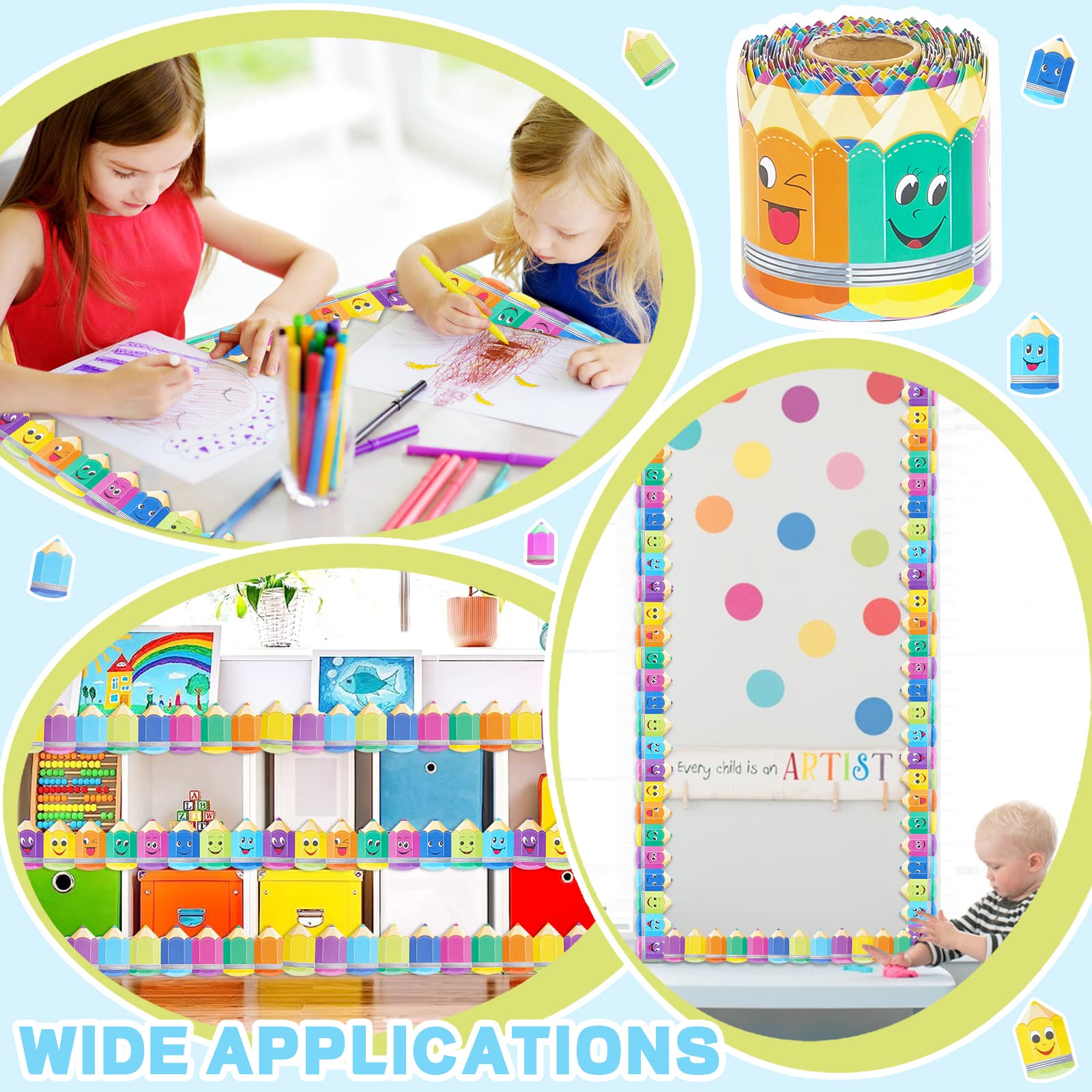 Snapklik.com : KHayRovies Colorful Pencil Bulletin Board Borders ...