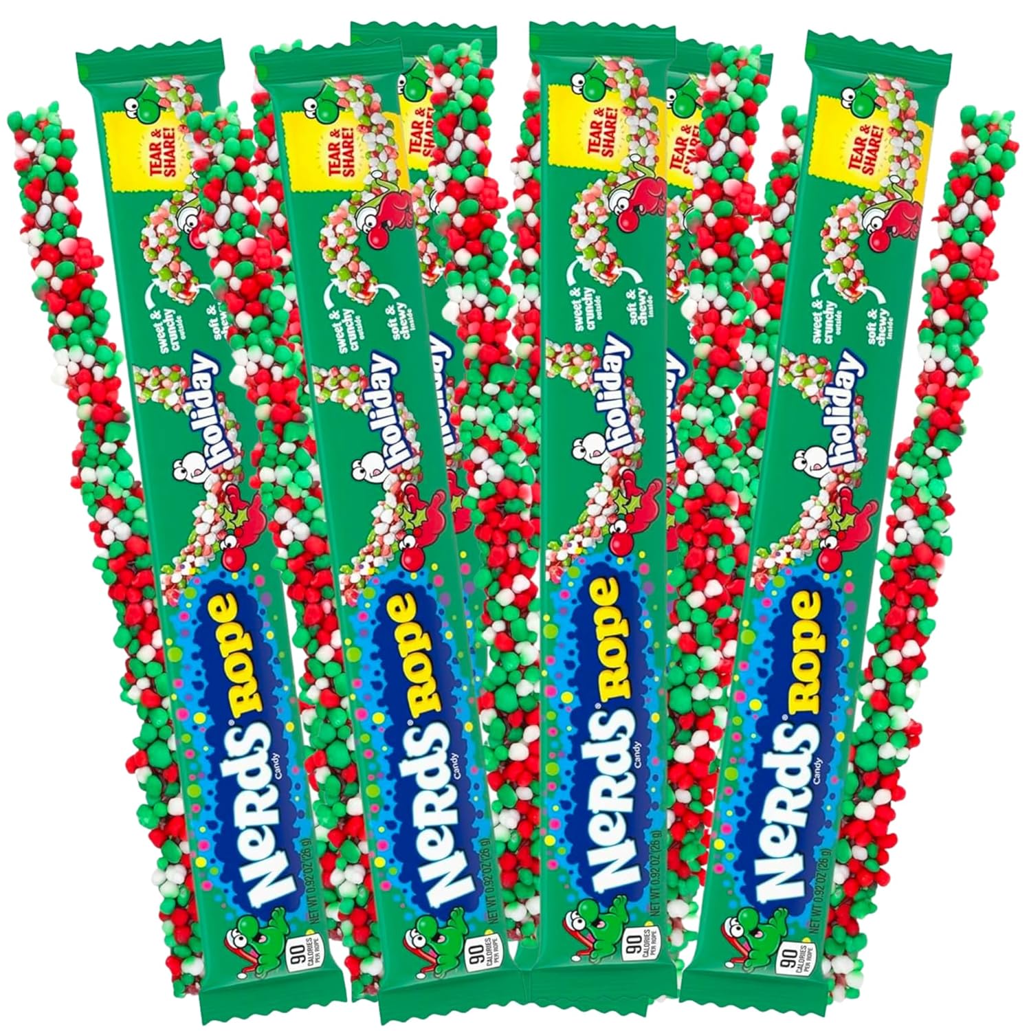 Amazon.com : Nerds Holiday Gummy Ropes, Fruit Flavored Chewy Ropes with ...