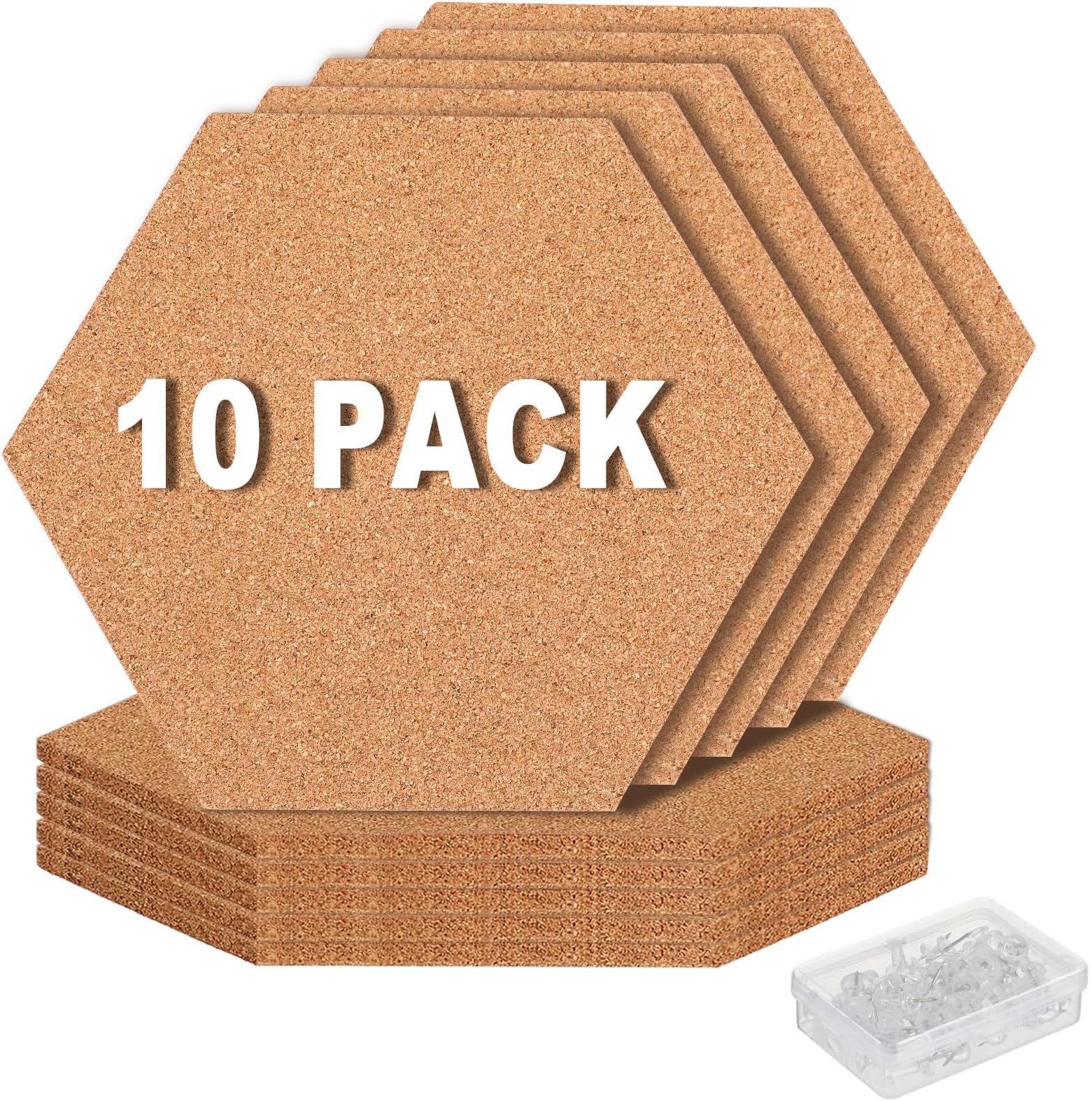 Amazon.com : FEBSNOW 10 Pack Self-Adhesive Cork Board Tiles Hexagonal Cork Board Mini Wall ...
