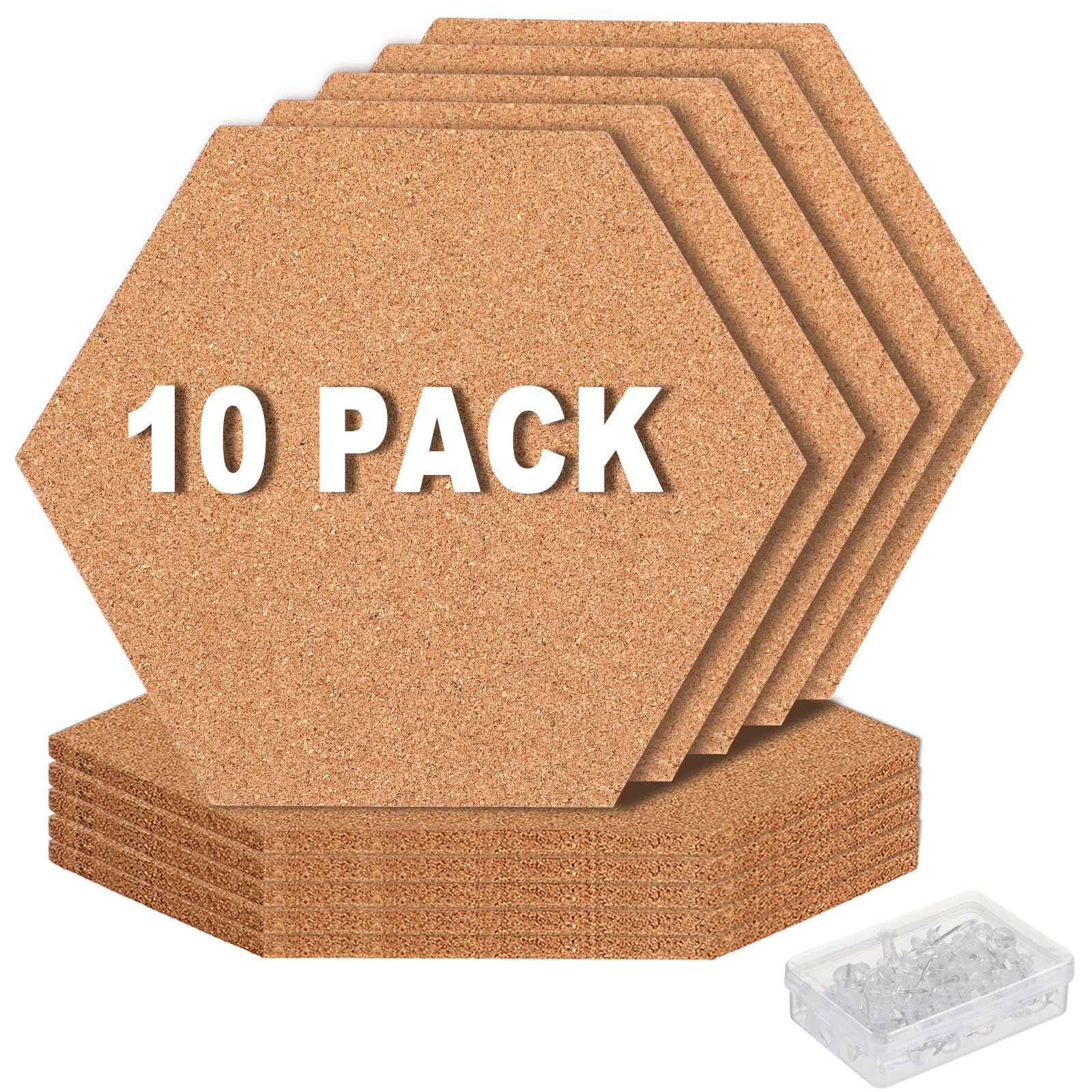 Amazon.com : FEBSNOW 10 Pack Self-Adhesive Cork Board Tiles Hexagonal ...