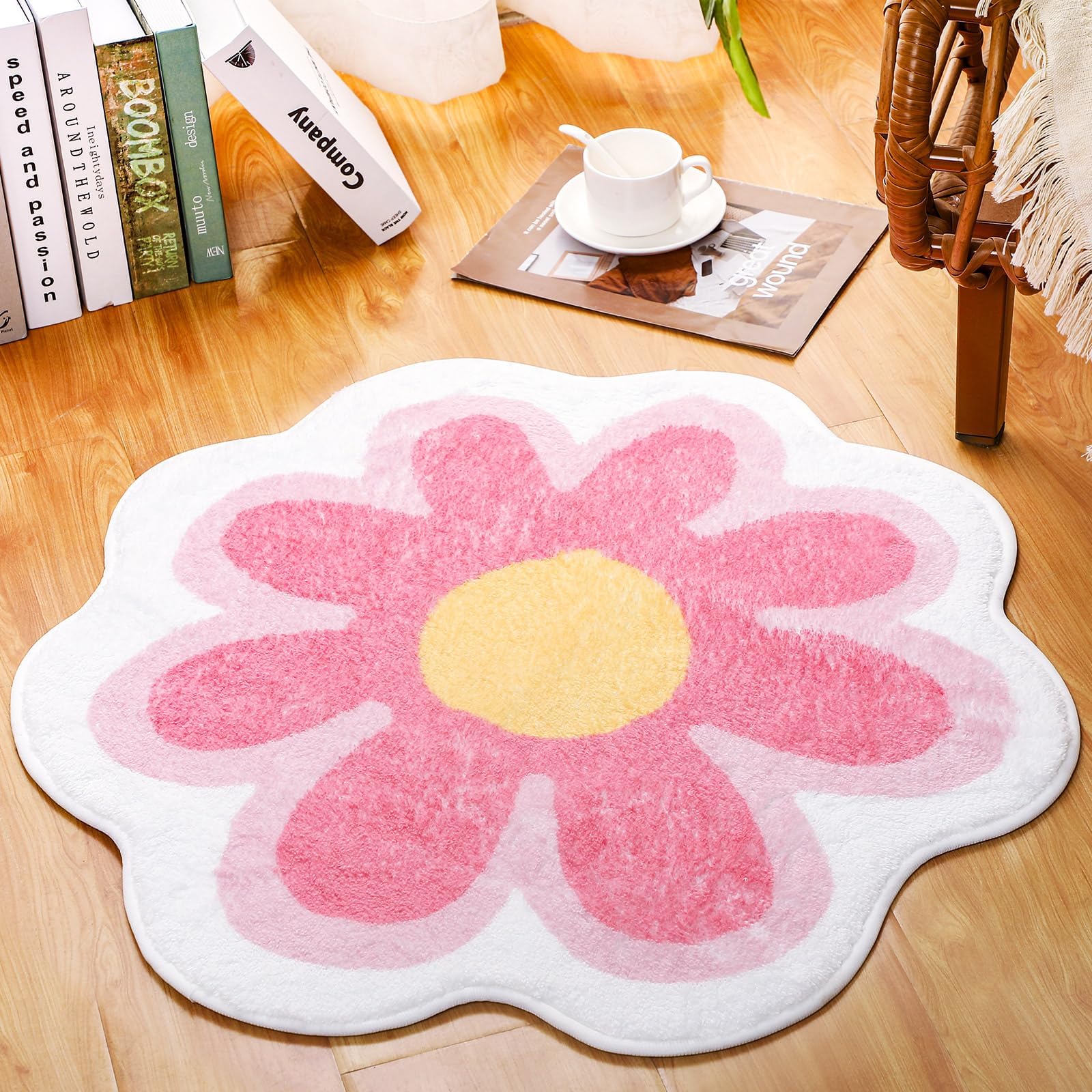 Amazon.com: Tinideya Aesthetic Cute Flower Round Area Rug Non Slip ...