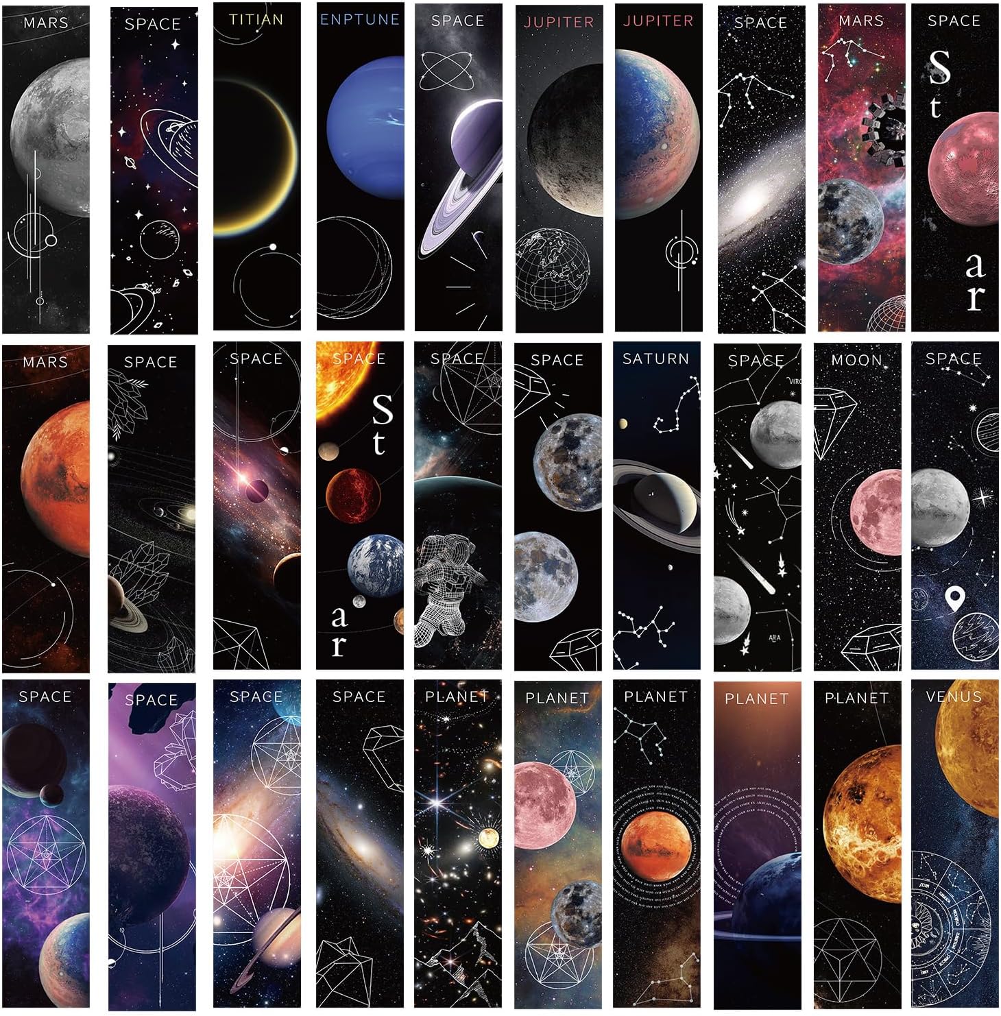 Amazon.com: 30pcs Space Theme Bookmarks Space Moon Roaming and Stary ...