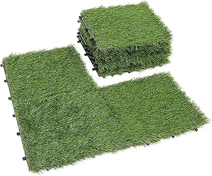 Amazon.com: Artificial Grass Turf Tile, Interlocking Self-draining Mat ...