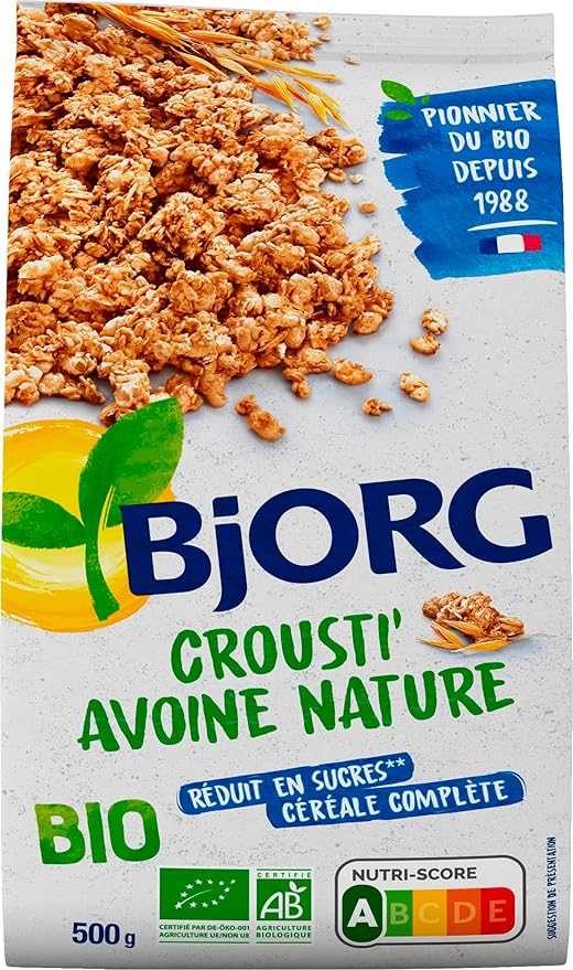 BJORG Crousti Avoine Nature 500 g : Amazon.fr: Epicerie
