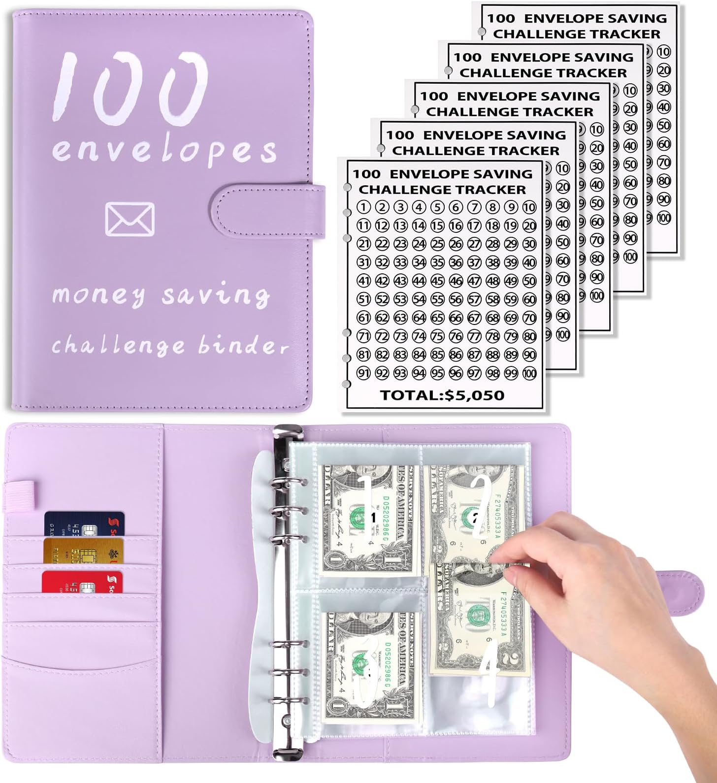 Amazon.com : 100 Day Envelope Challenge Binder,Easy and Fun Way to Save ...