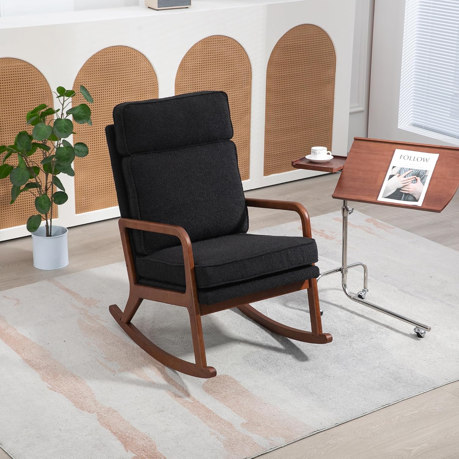 Amazon.com: Elevon Rocking Chair, High Back Accent Chair, Reading ...