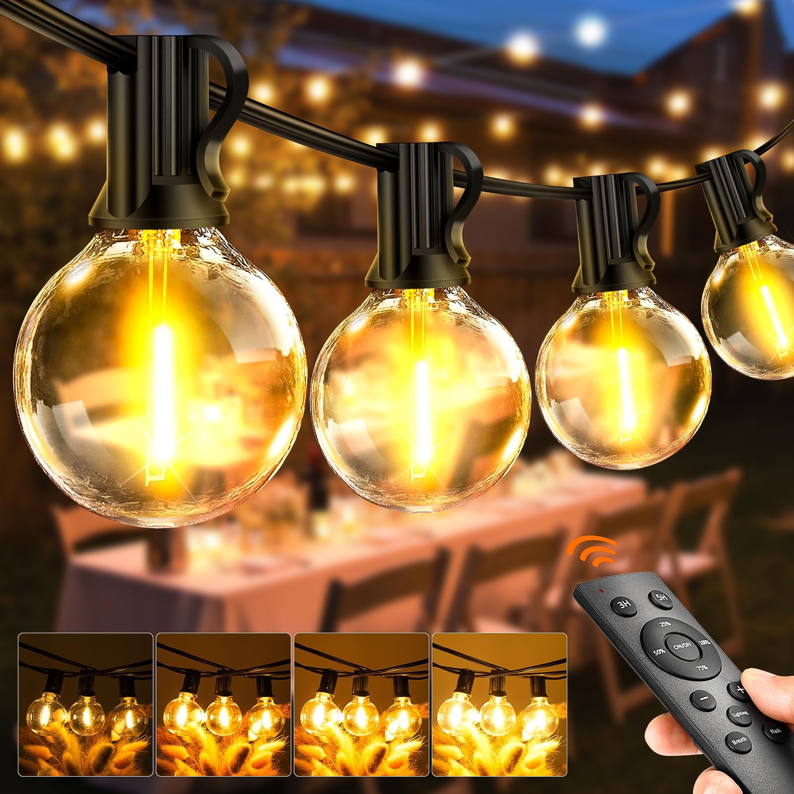 Outdoor String Lights Mains Powered - G40 Garden Festoon Lights 100FT ...