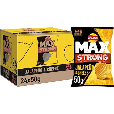 Walkers Max Strong Jalapeno & Cheese Crisps, 50 g (Pack of 24) : Amazon ...