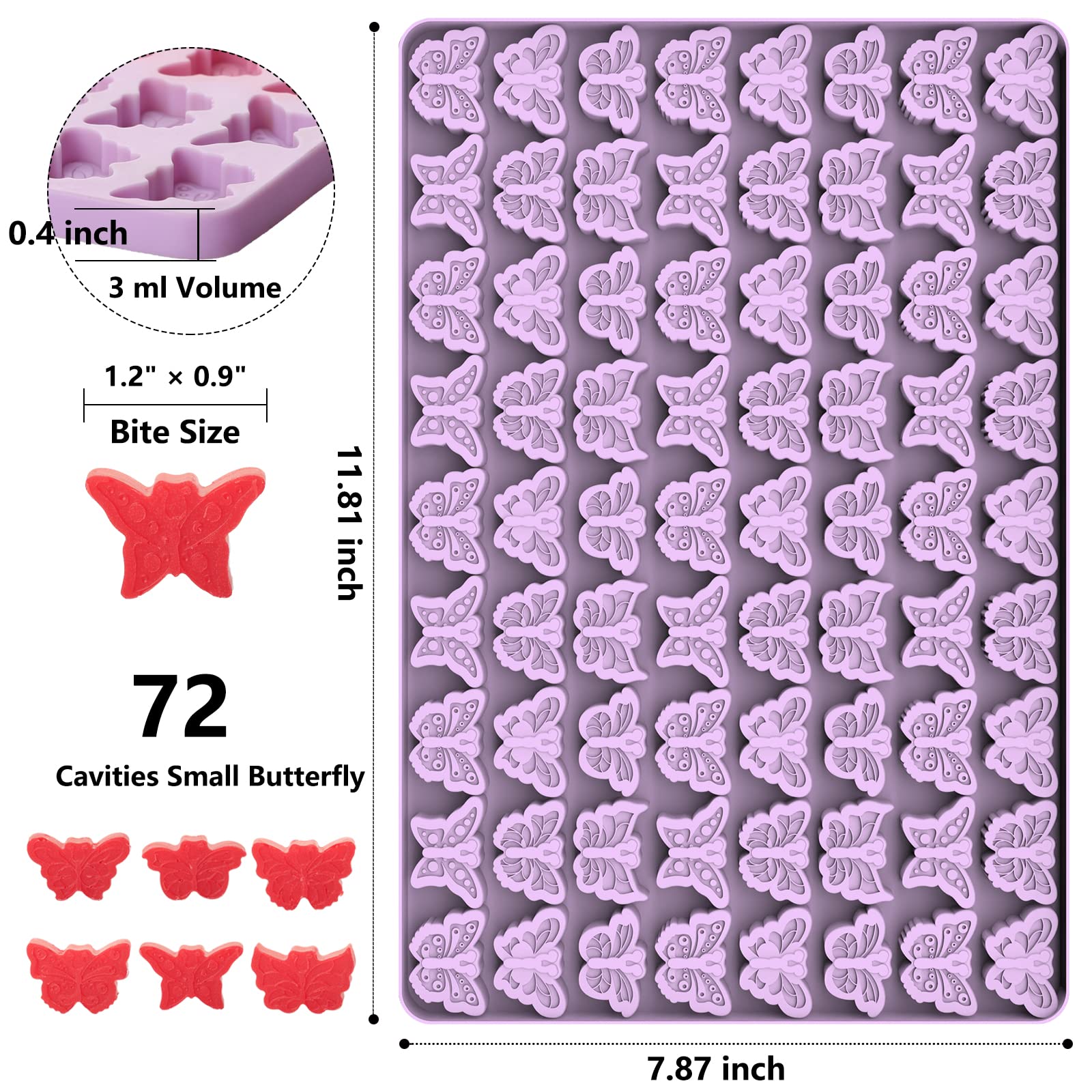 Snapklik.com : Butterfly Mold, 72 Cavities Mini Butterflies Silicone ...