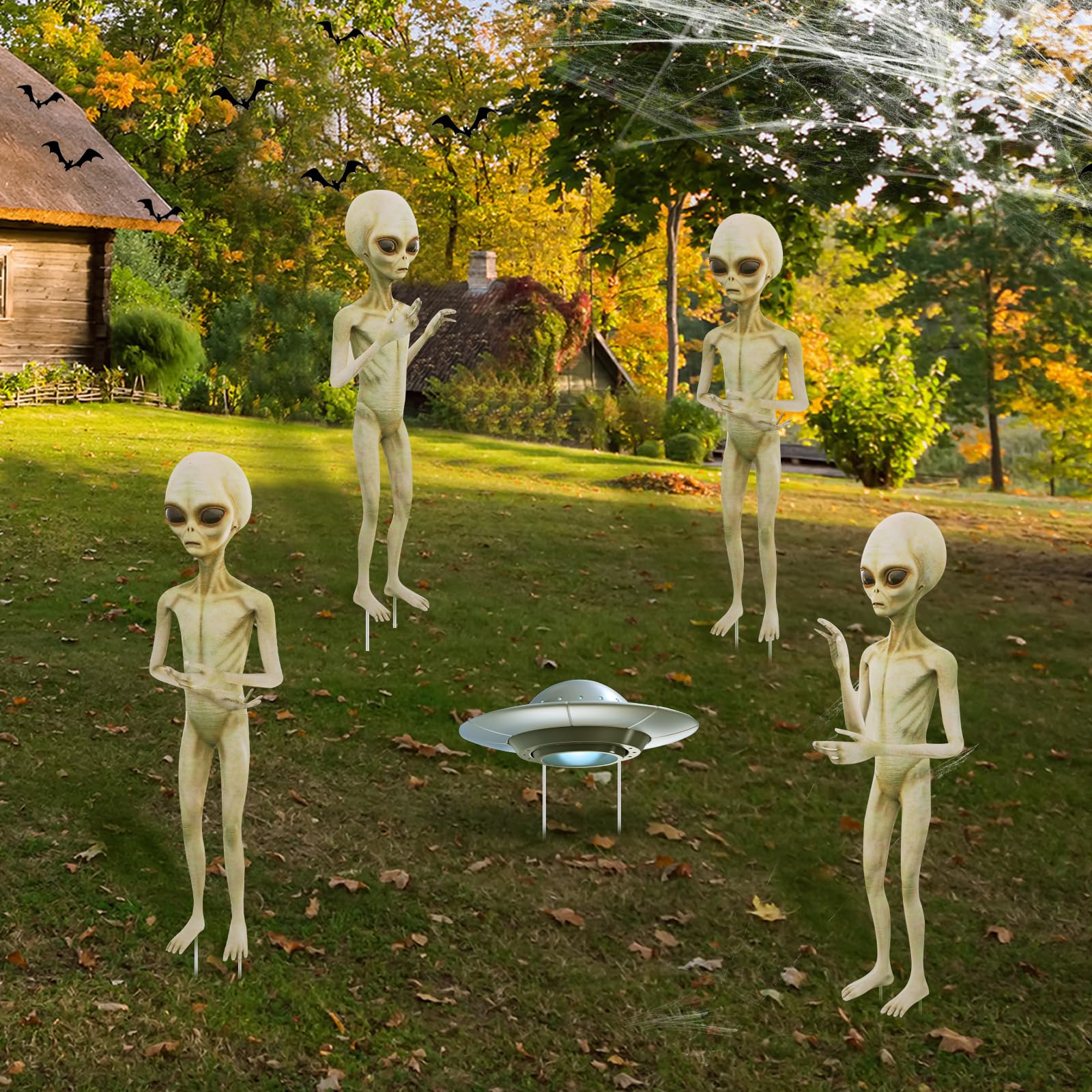 Amazon.com : Gerrii 5 Pieces Halloween Yard Sign Full Body Alien Halloween Large Alien ...