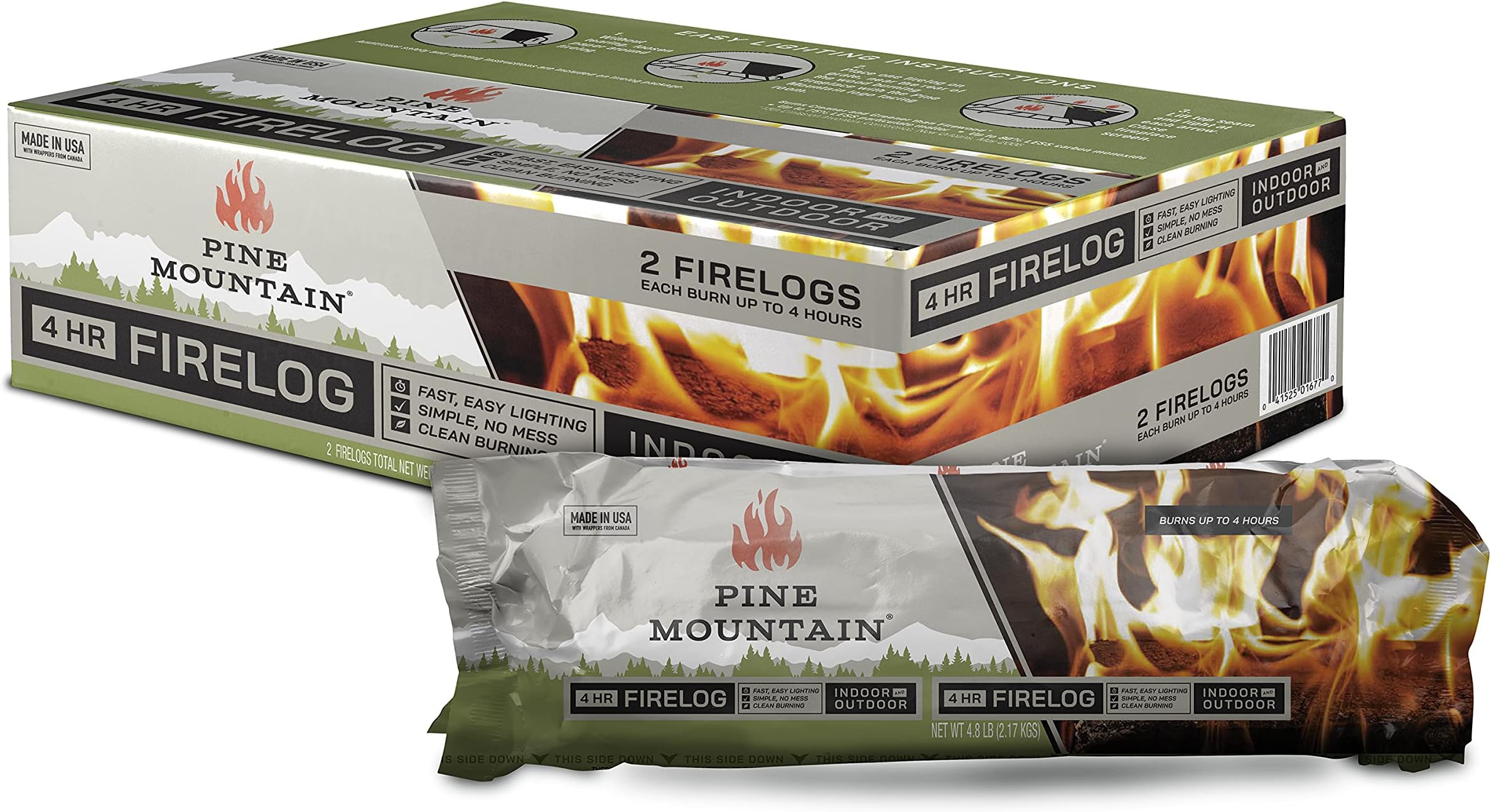 Amazon.com : Pine Mountain Traditional 4-Hour Firelogs, Easy Starter ...