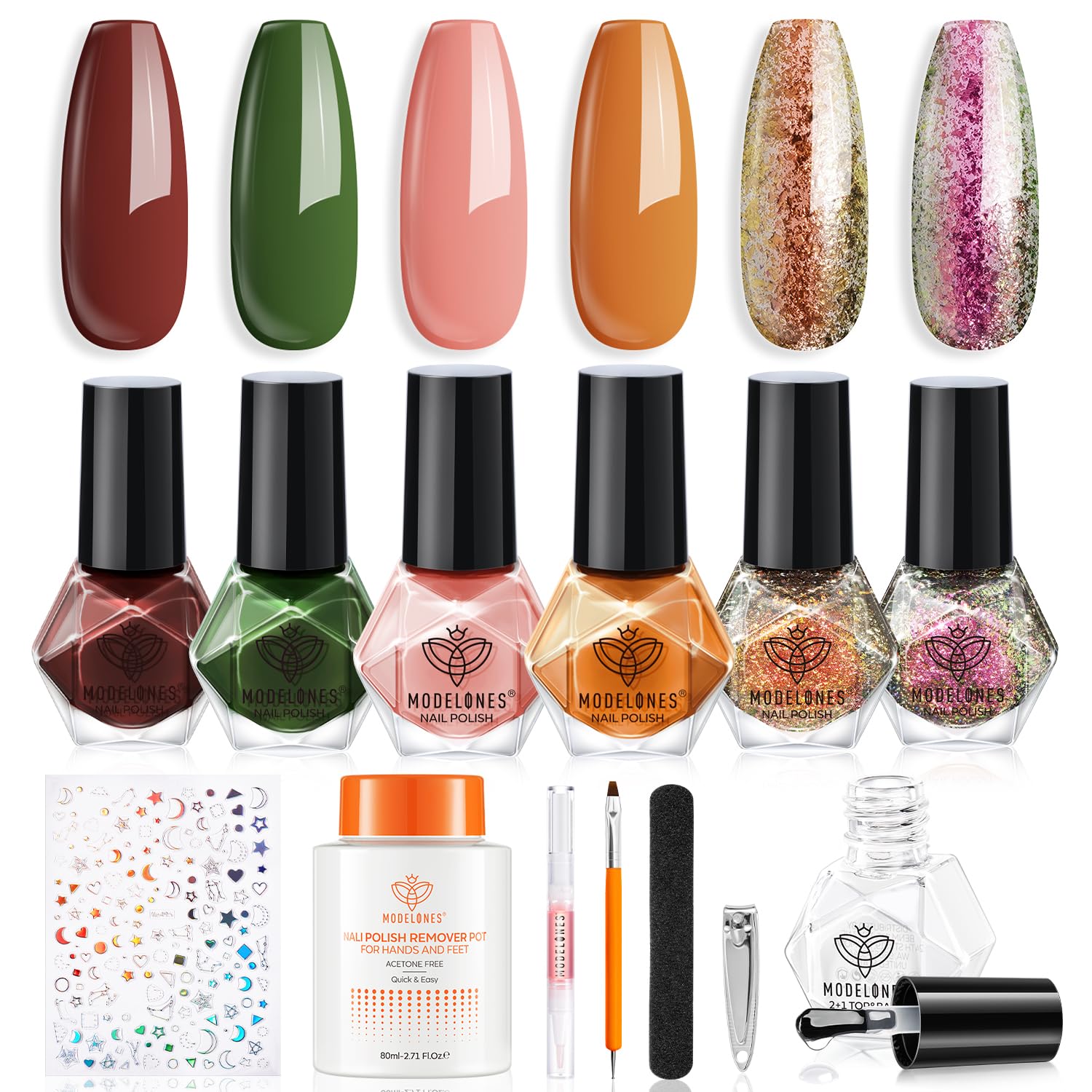 Amazon.com : modelones Christmas Complete Nail Polish Set Red Green ...