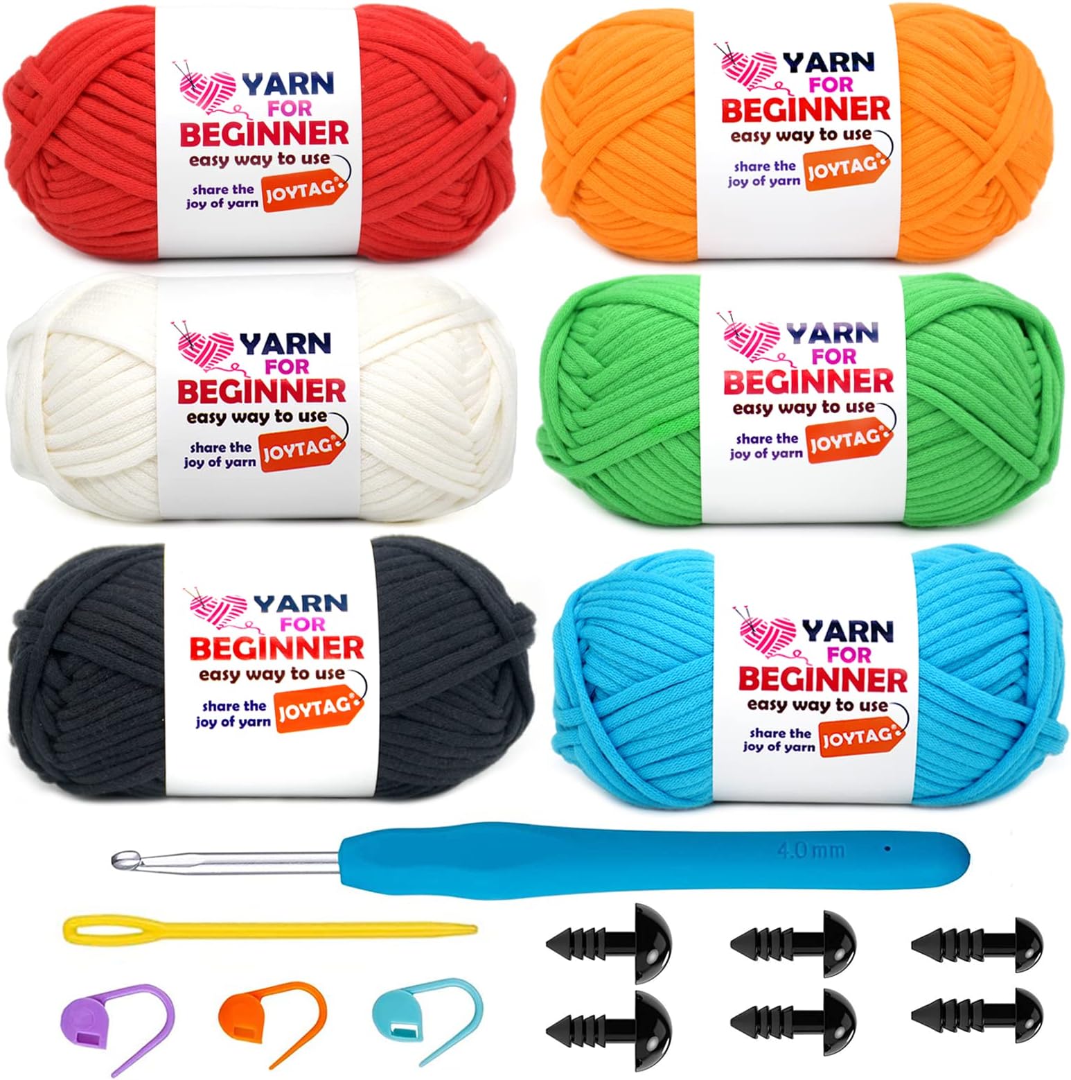 Amazon.com: 24 Pack Beginners Crochet Yarn Blue Green Pink Purple ...
