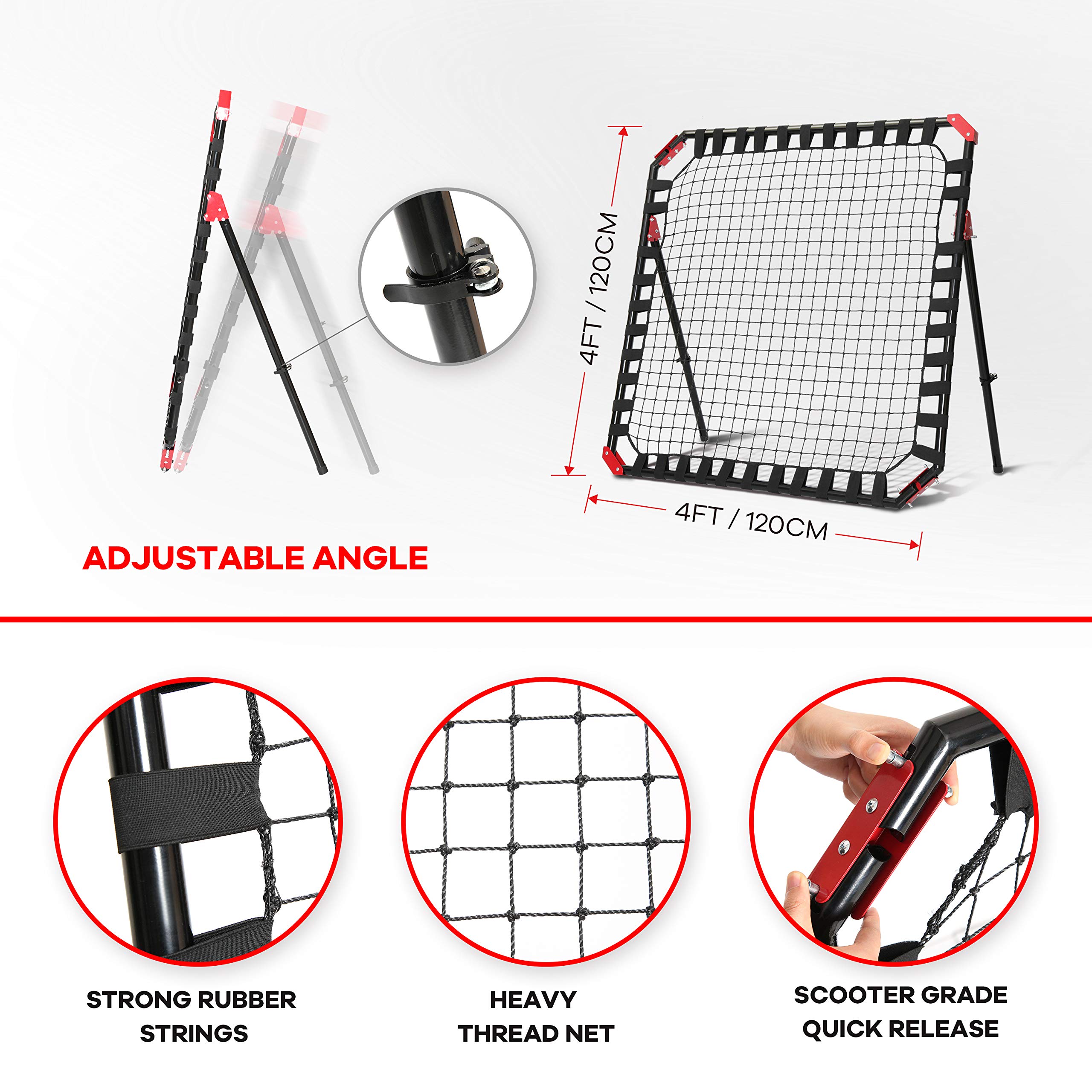 Soccer Bounce Back Net Soccer Rebounder Net - 4ft X 4ft Portable Kick ...