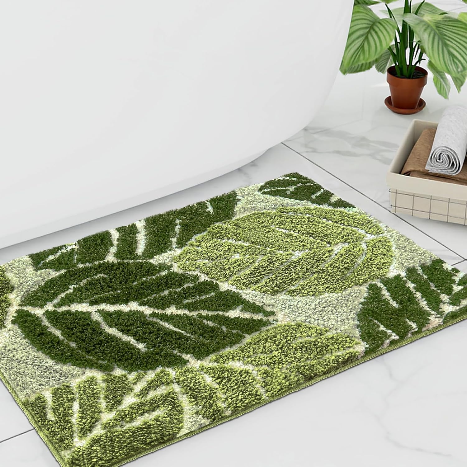 Amazon.com: Witzest Sage Green Plant Non Slip Bathroom Rugs Cute ...