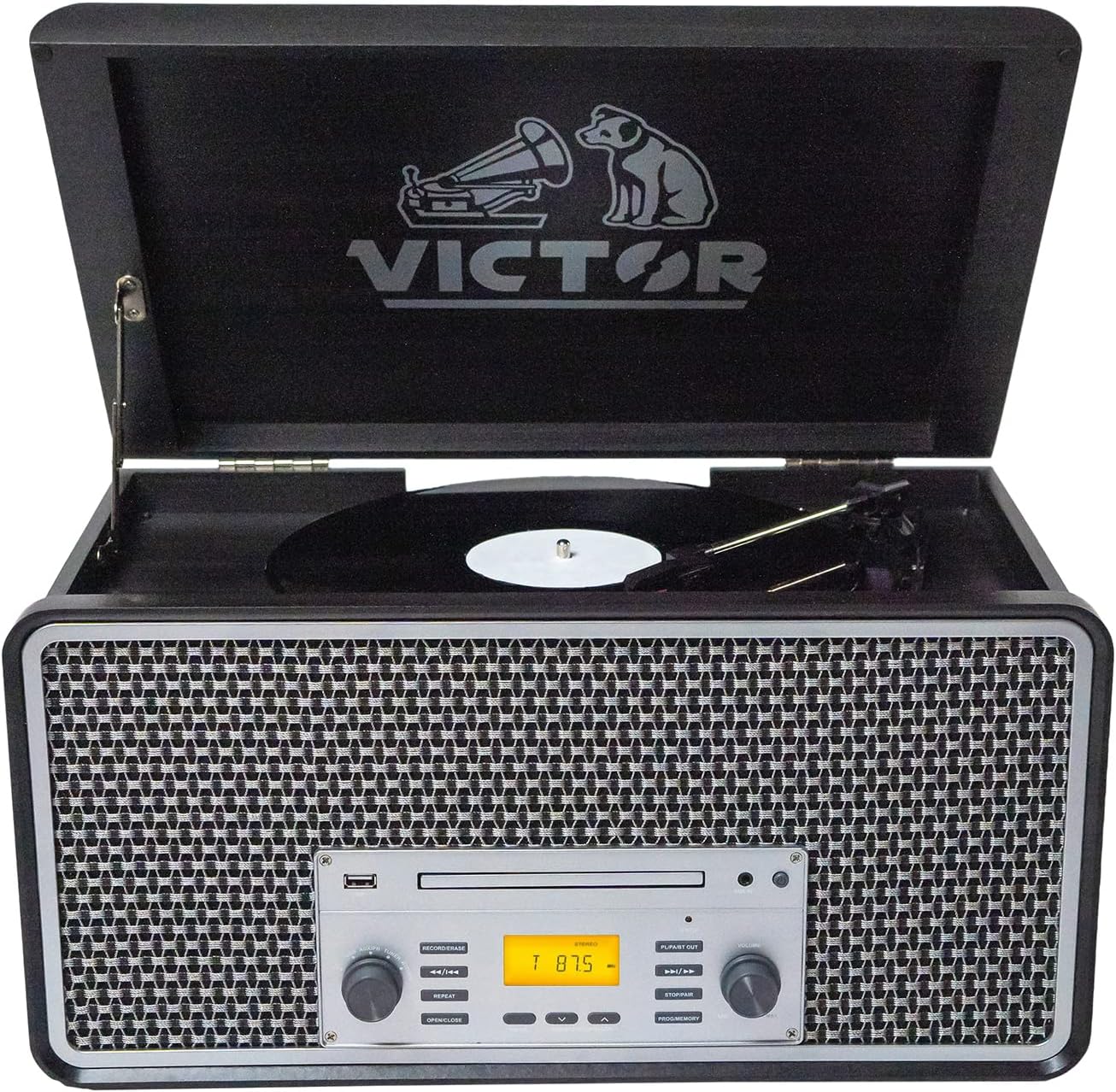 Amazon.com: Victor VWRP-5000 Monument 8-in-1 Bluetooth Turntable with 3 ...