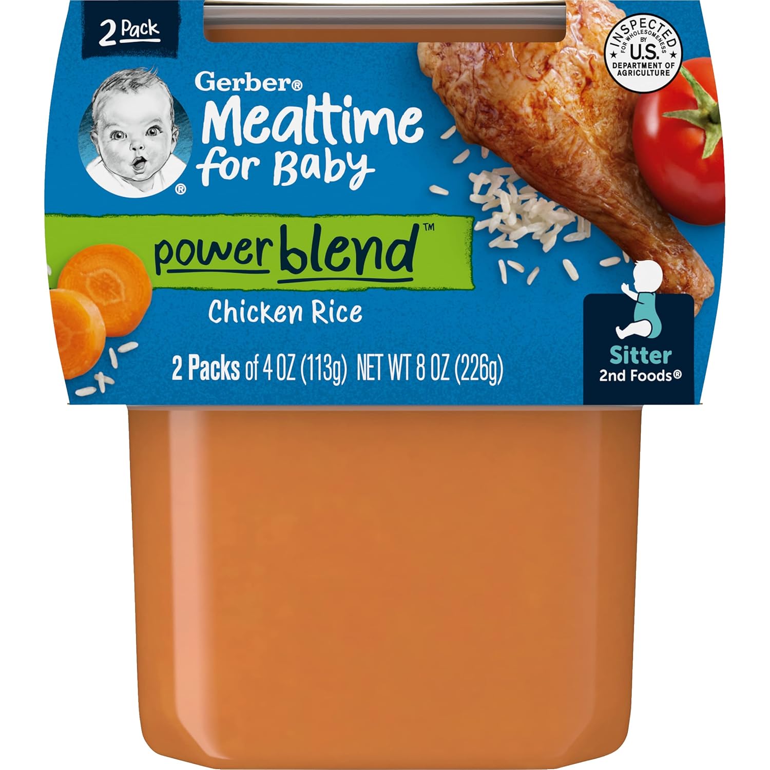 Amazon.com: Gerber Baby Food Chicken & Rice, 4 Oz, 2 Ct Tubs : Baby