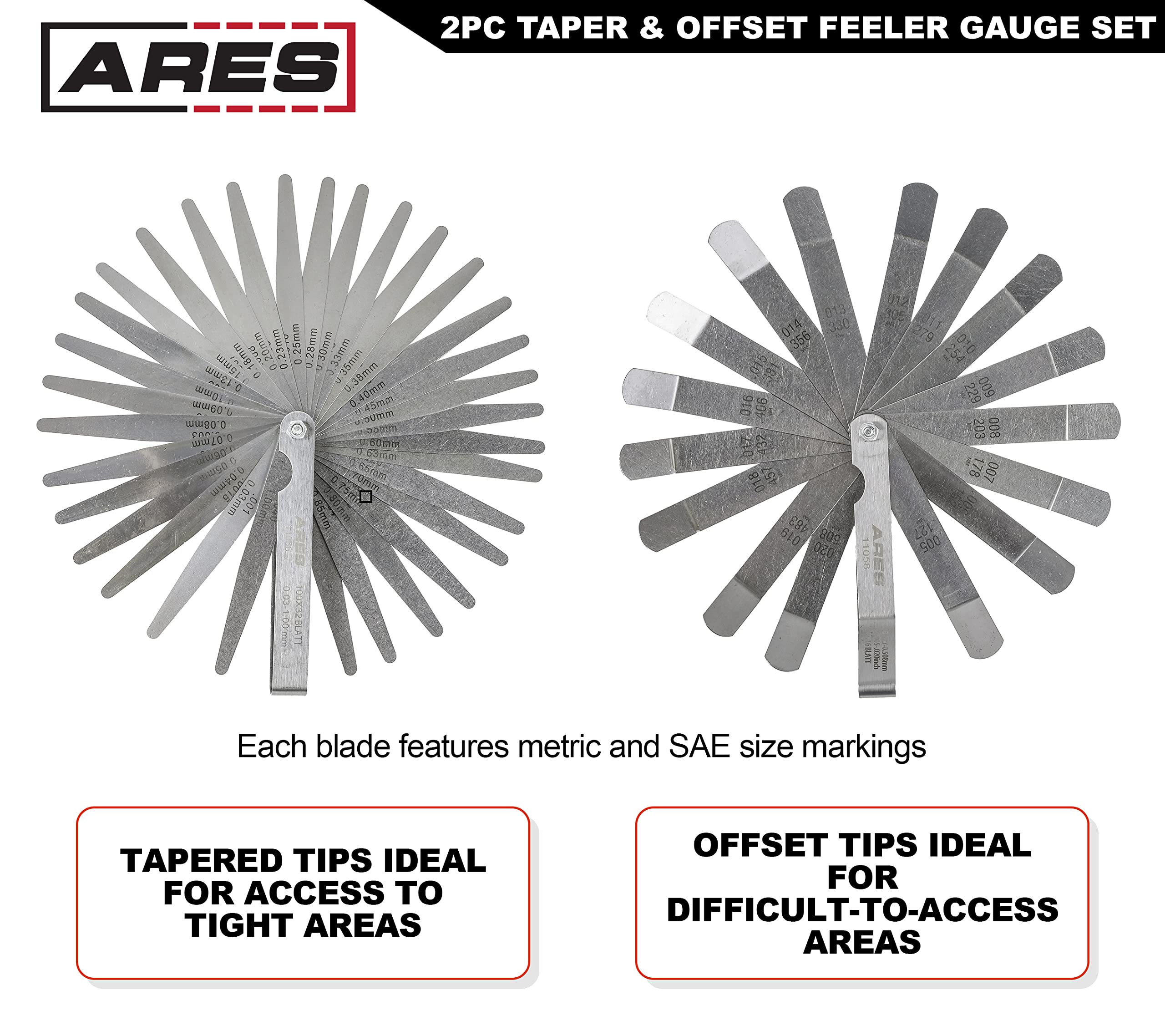 Snapklik.com : ARES 11042-2-Piece Tapered Feeler Gauge And Offset ...