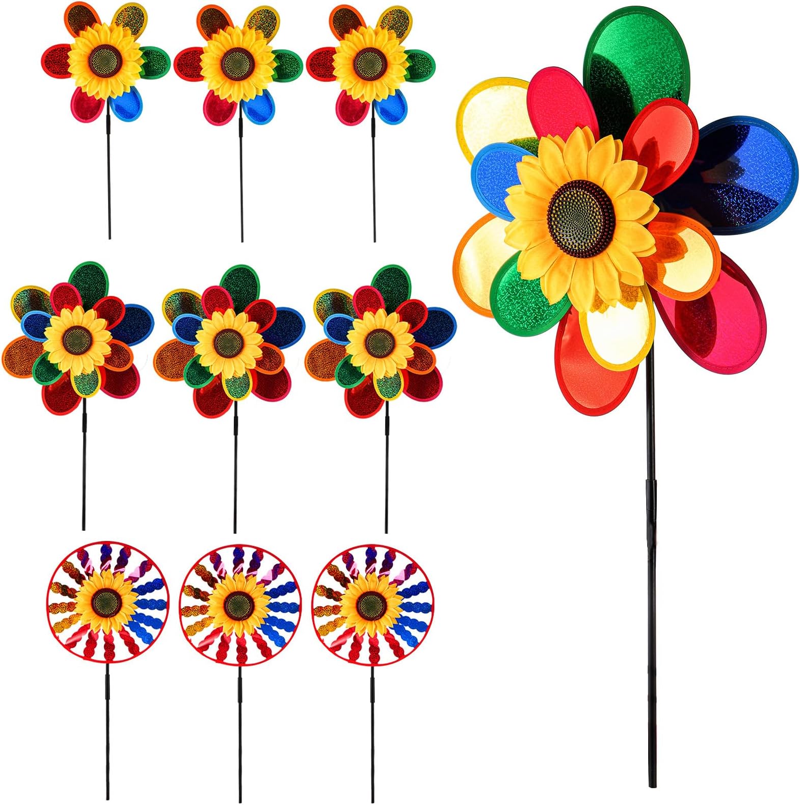 Amazon.com: ZOOFOX 9 Pack Sunflower Pinwheels, Pinwheels for Yard and ...