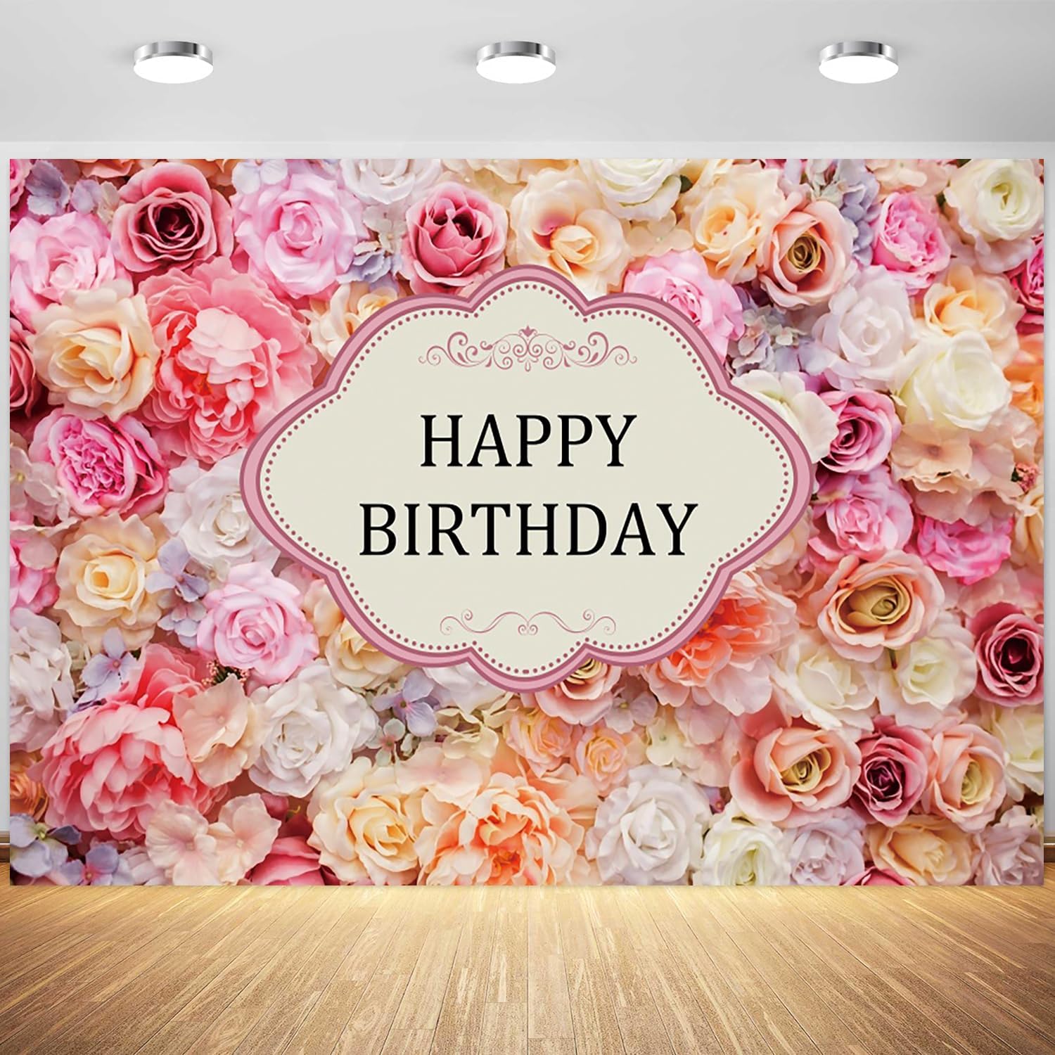 Amazon.com : 7x5ft Pink Flower Happy Birthday Backdrop for Girls Rose ...