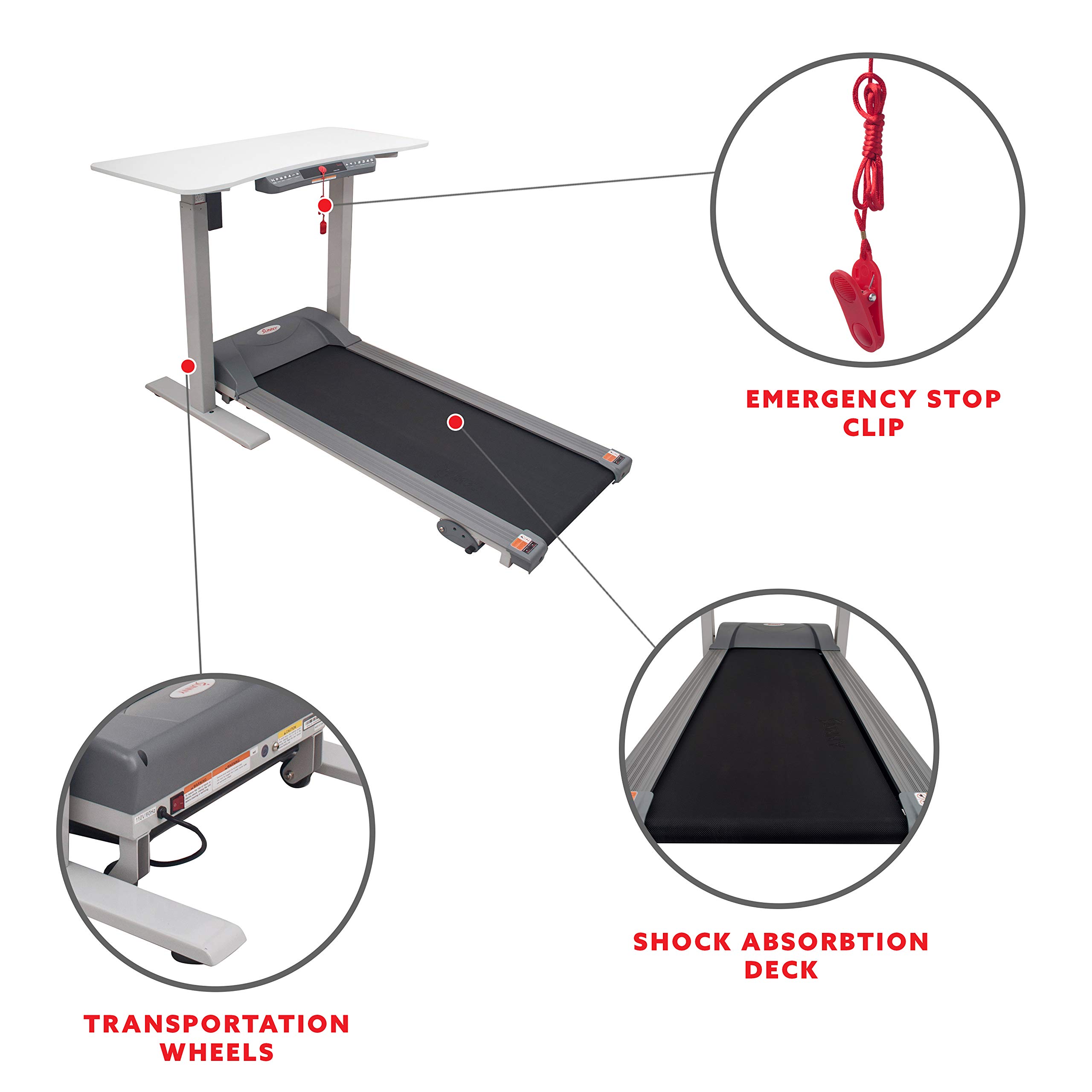 Sunny Health & Fitness Slim Walking Pad Treadmill for Under Desk or ...