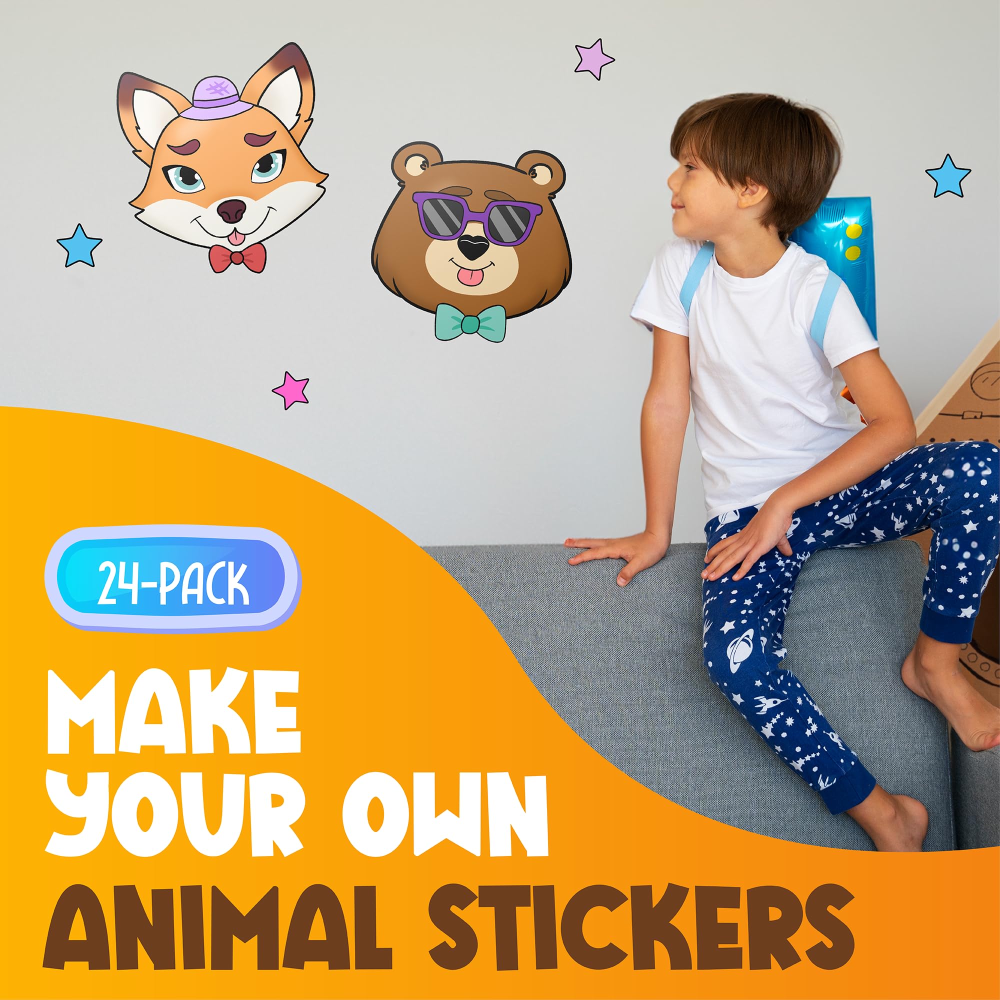 Snapklik.com : PartyNow Animal Stickers 24-Pack Make Your Own Stickers ...