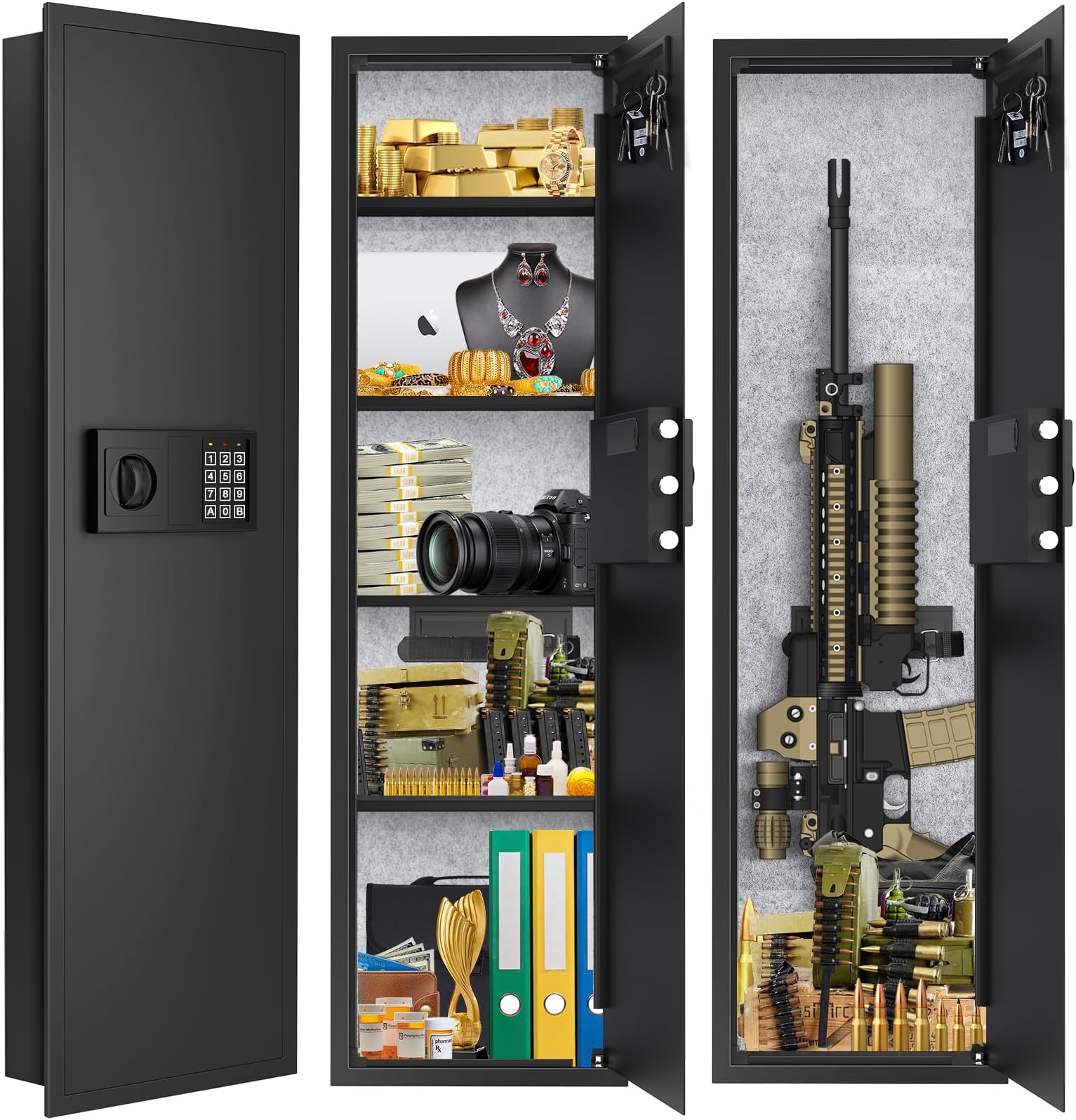 Langger Biometric Wall Safe Fingerprint Security Safe Between Studs ...