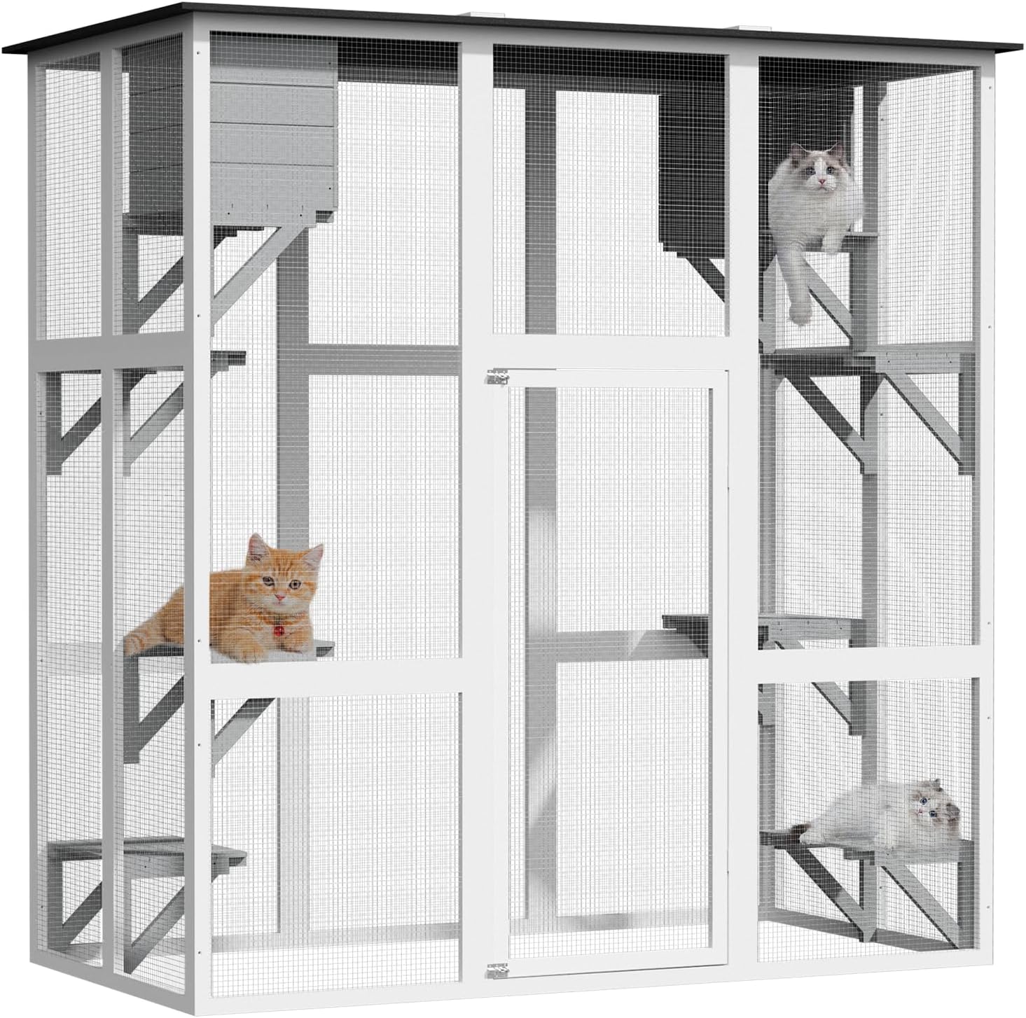 Amazon.com : Miscoos Outdoor Wooden Cat Catio - Large Solid Wood Cat ...