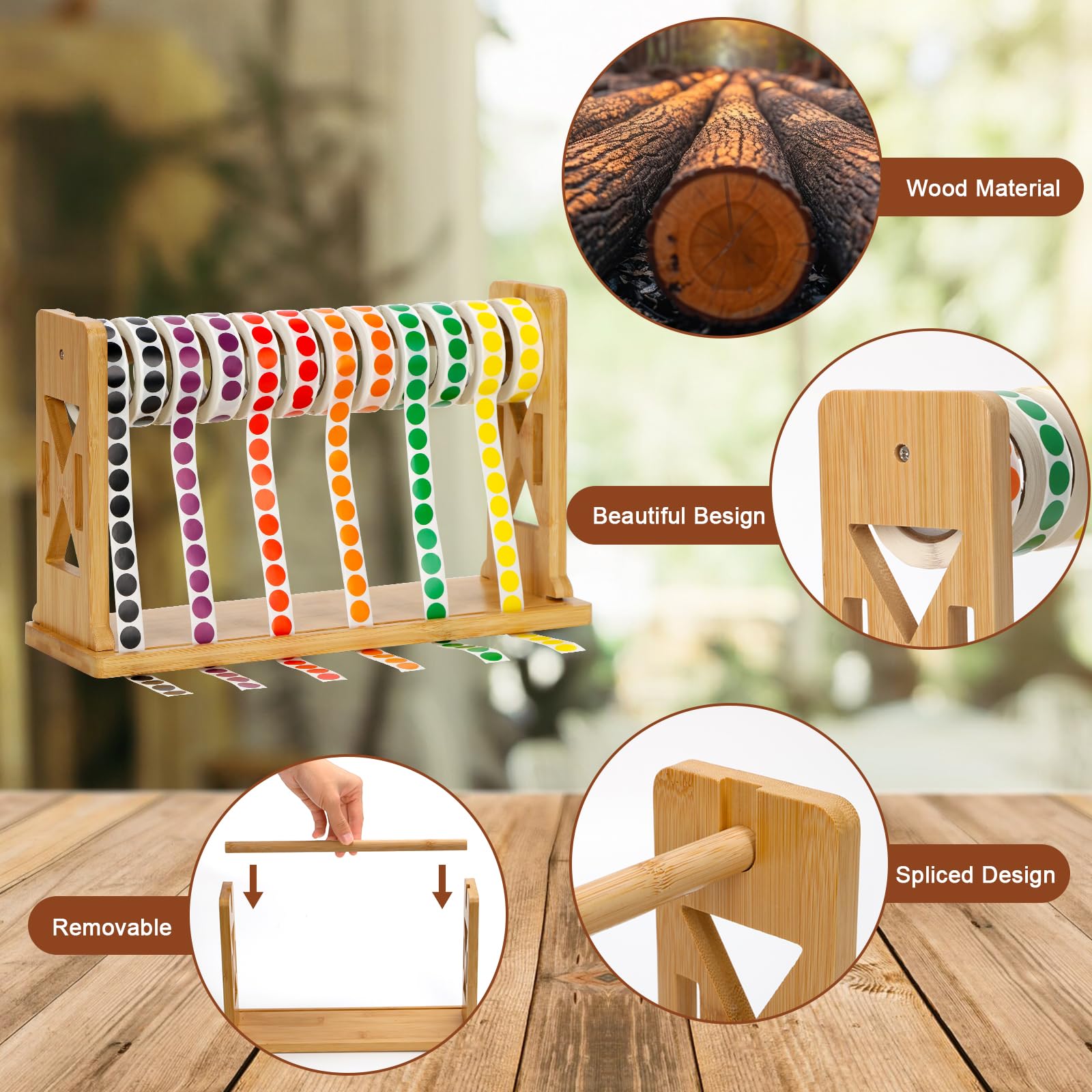 Snapklik.com : Wooden Label Dispenser Large Sticker Roll Holder ...