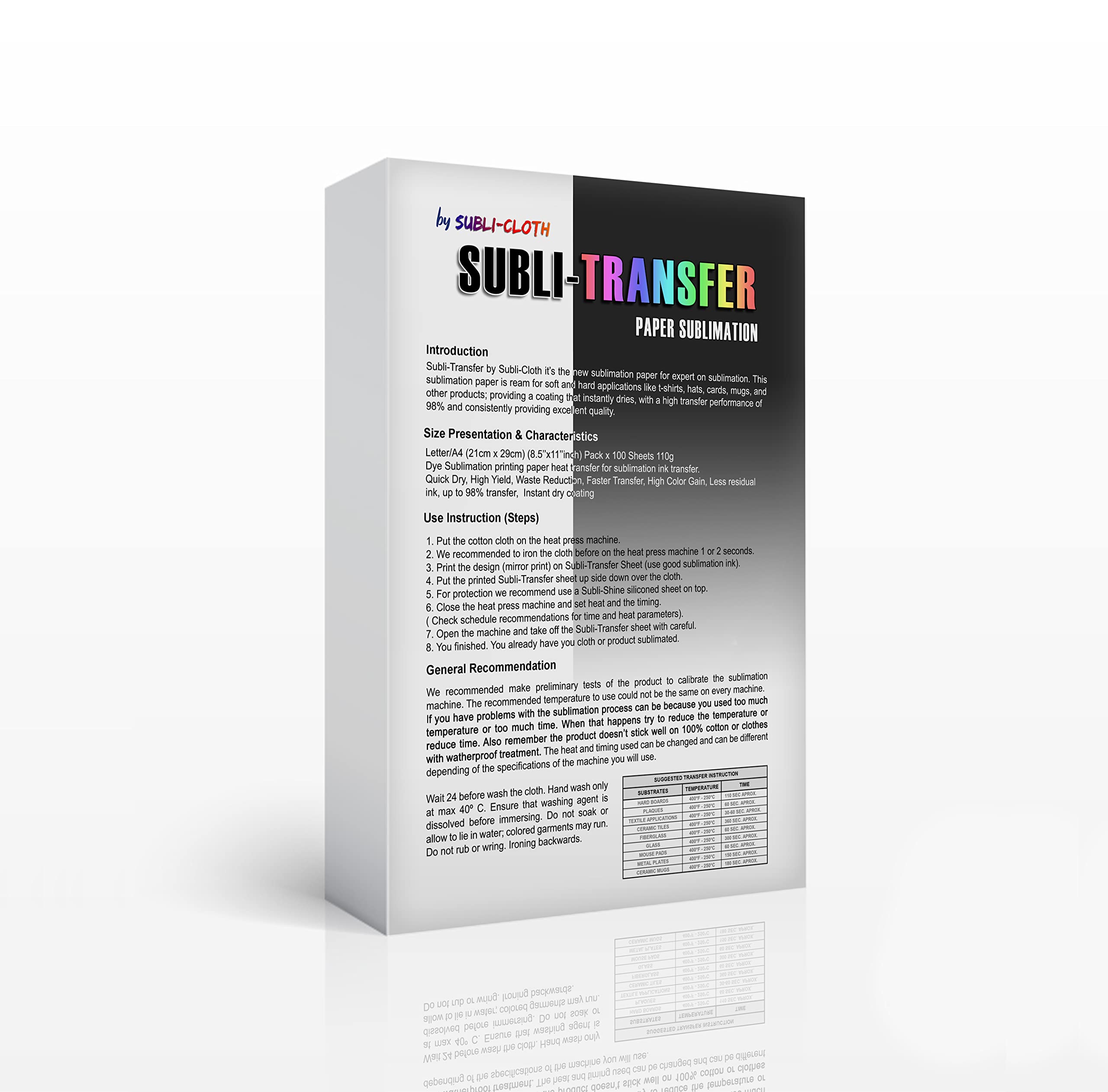 Buy Subli-Transfer Heat Transfer Paper Pack x100 Sheets by Subli-Cloth ...