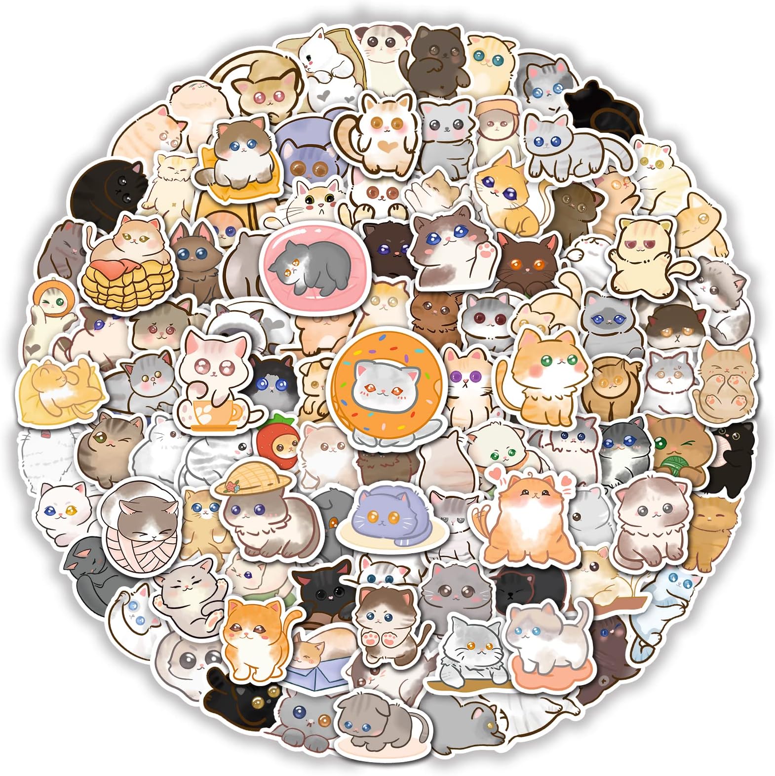 Amazon.com - 100 Pcs Cute Cat Stickers, Aesthetic Cat Waterproof Vinyl ...