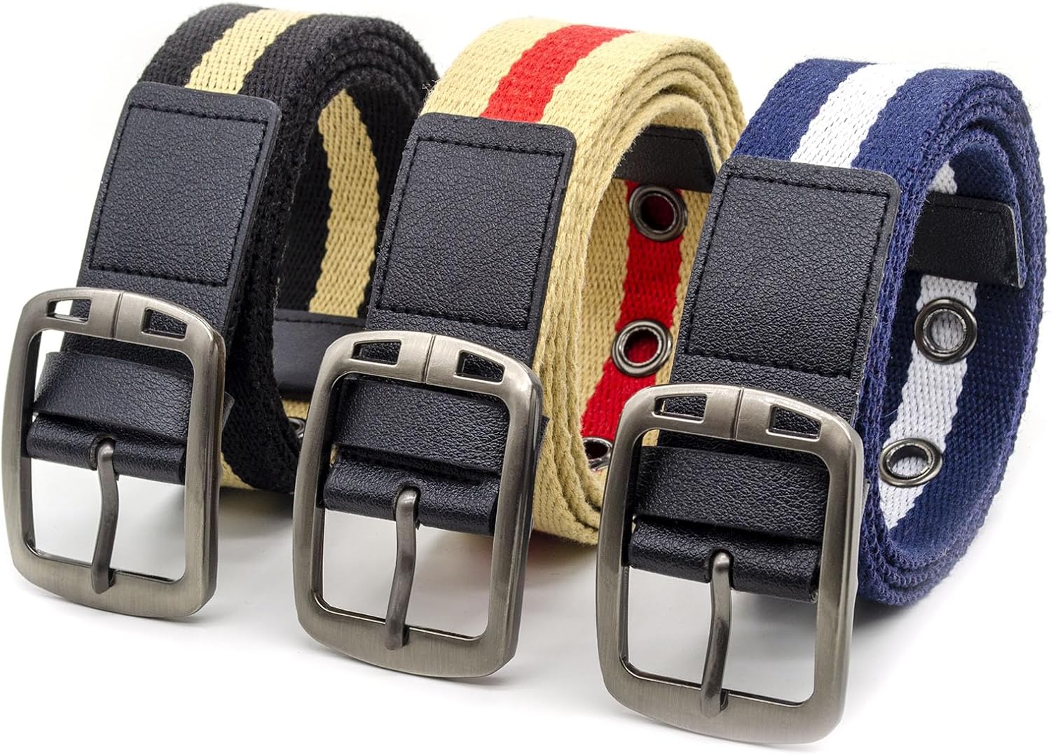 Amazon.com: BAIHEHUA 3 pack Men's Casual Breathable Canvas Belt Men and ...