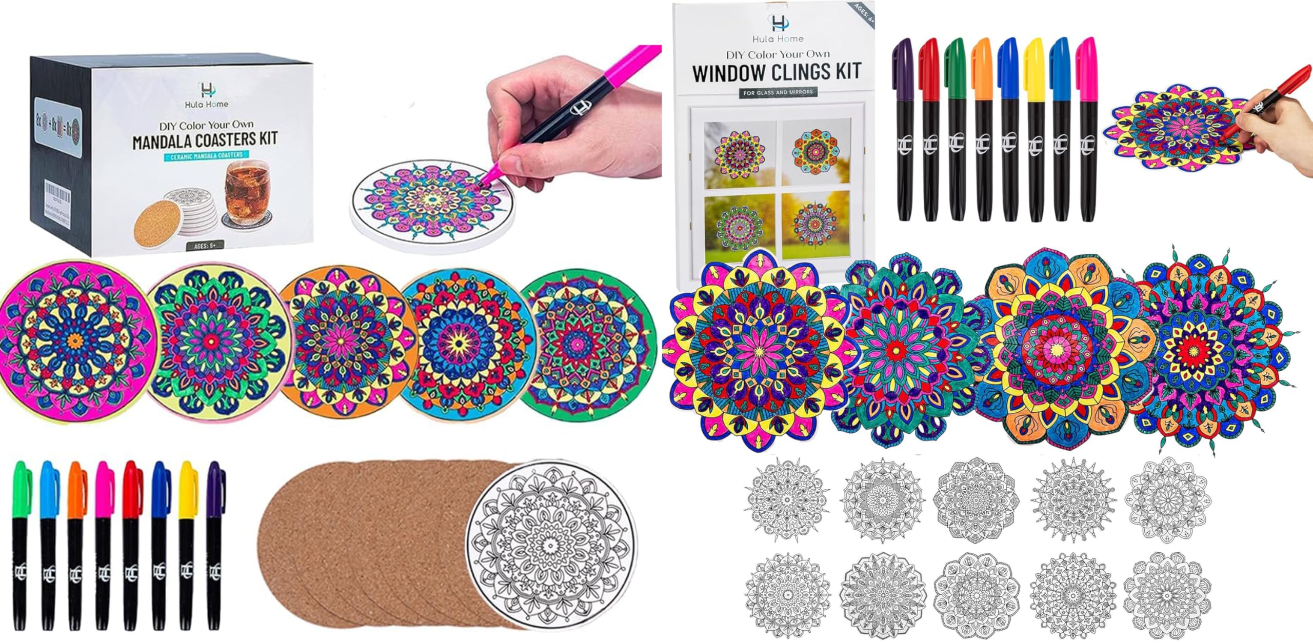 Amazon.com: Hula Home Stained Glass Mandala Art Kit and Coaster ...