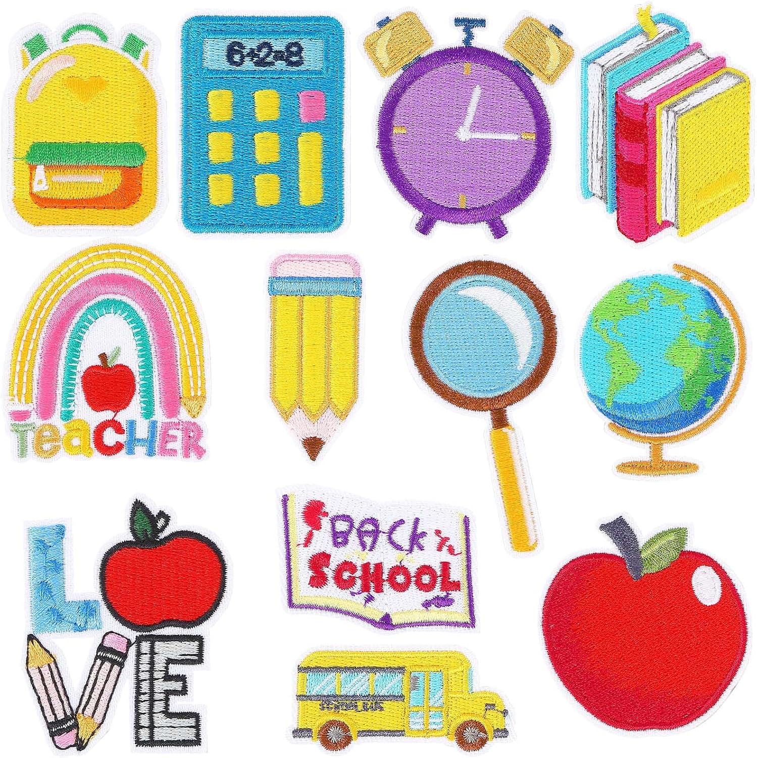Amazon.com: AUGSUN 12pcs Back to School Iron on Patches Pencil Apple ...