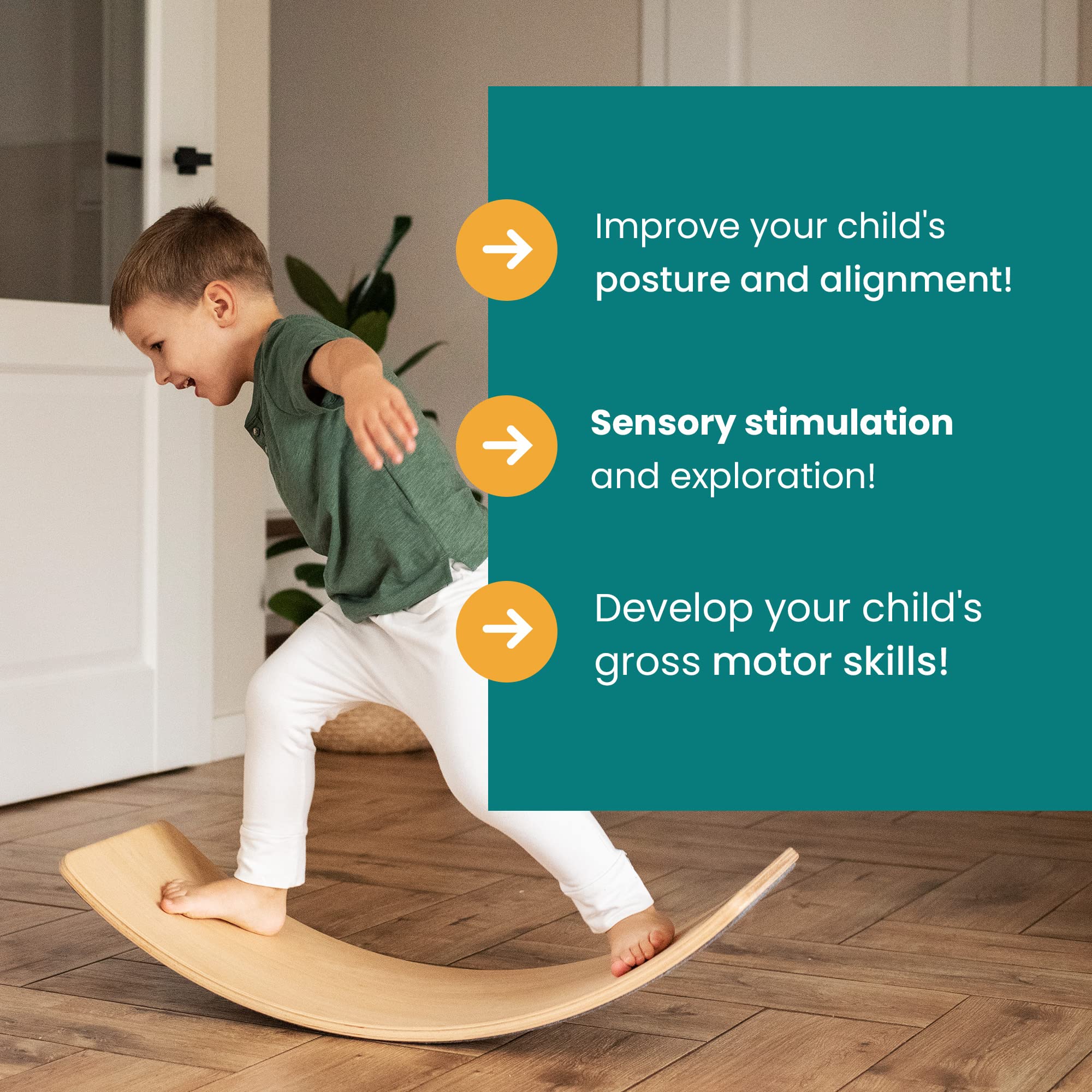 Baby On Board Wooden Wobble Balance Board For Kids & Adults Green Felt
